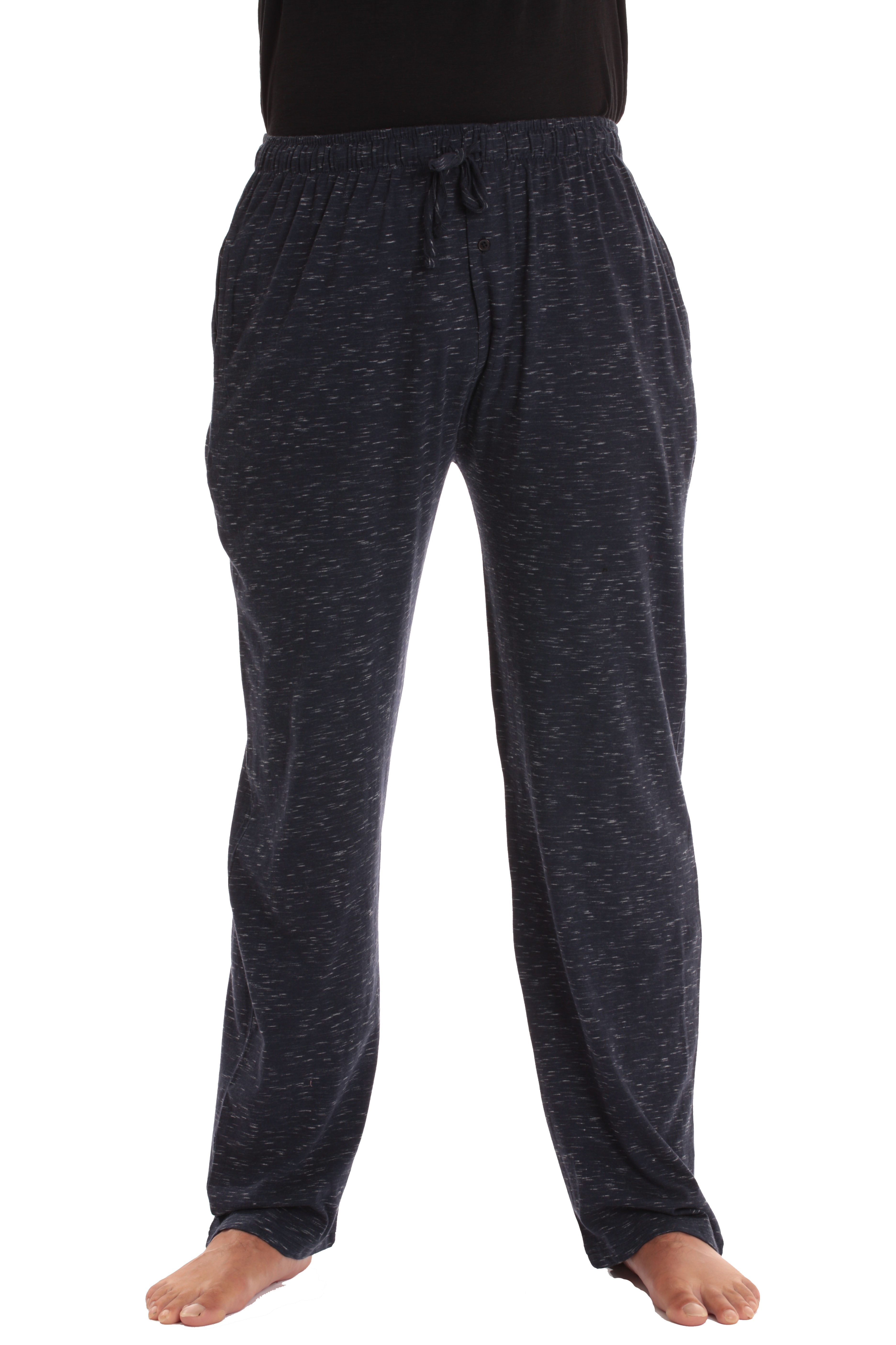 At The Buzzer Mens Pajama Pant – Jersey Knit Sleep Pant (Navy Marled, X ...