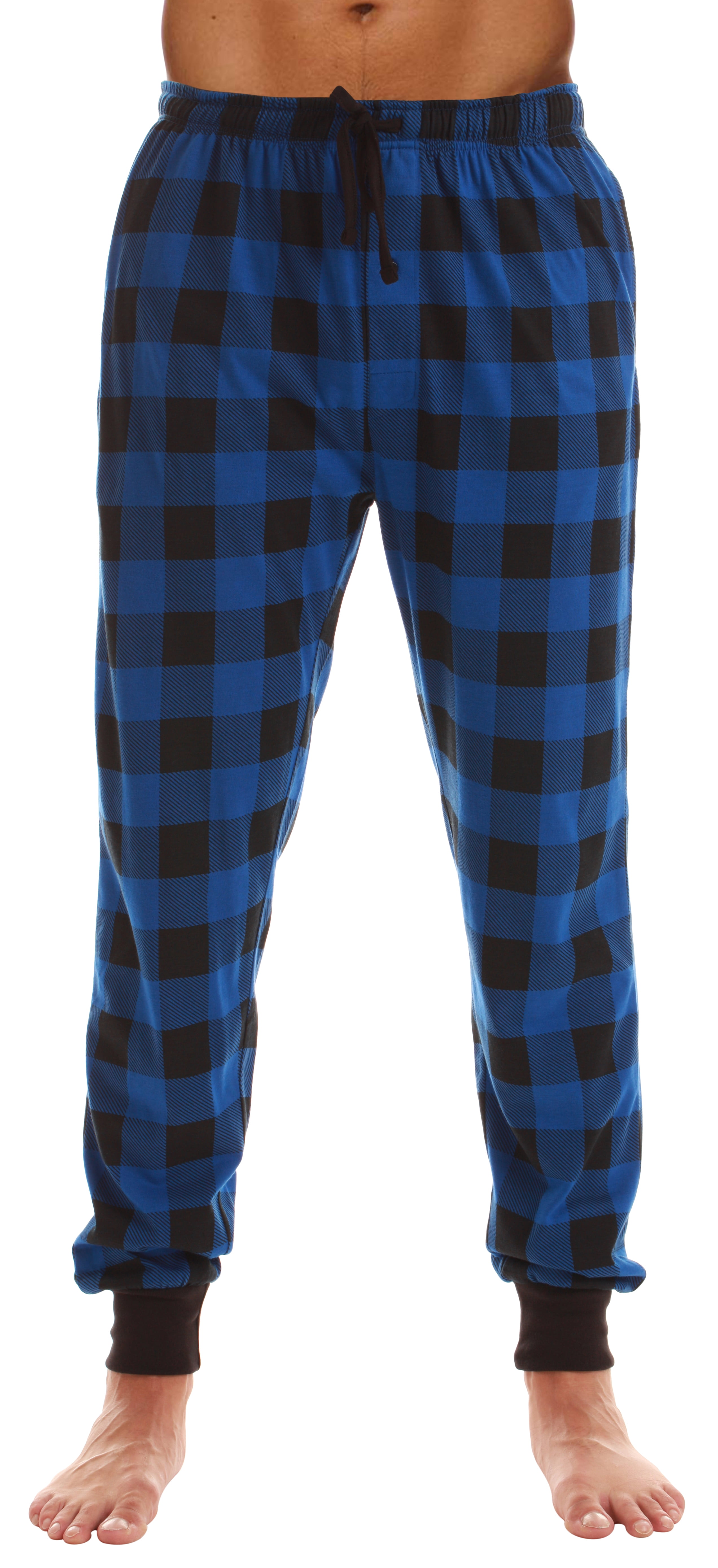 At the Buzzer Mens Cotton Pajama Pants, Royal Buffalo Plaid Jogger ...