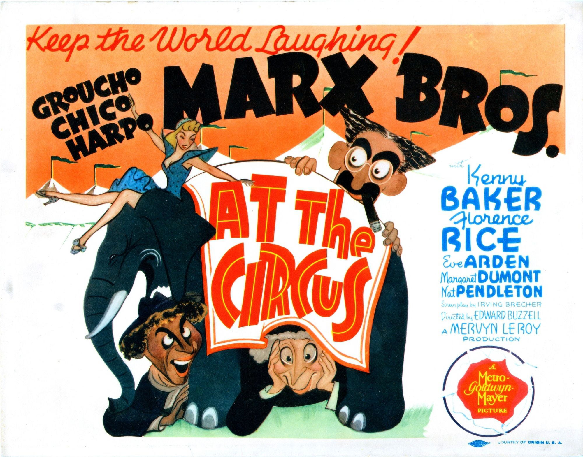 At The Circus Us Lobbycard From Left: Chico Marx Harpo Marx Groucho ...