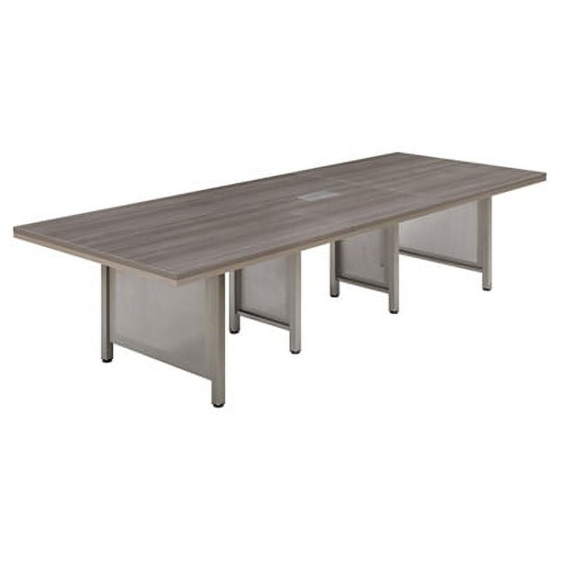At Work Expandable Conference Table with Gray Laminate Top and Brushed ...