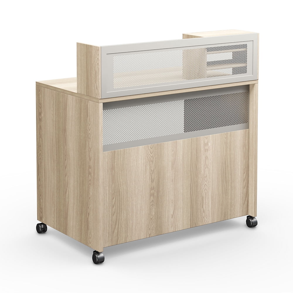 NBF Reception Desk Standing Height Workstation with Mobile Casters for ...