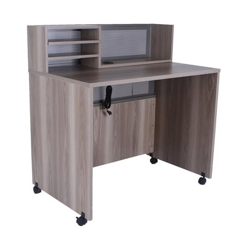 At Work Mobile Standing Height Reception Station 48"W x 30"D Warm Ash ...