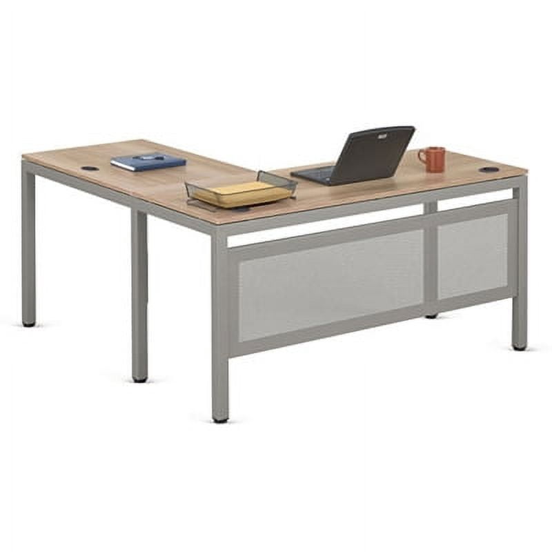 At Work Reversible Corner LShaped Desk 60"W x 60"D Warm Ash Laminate ...