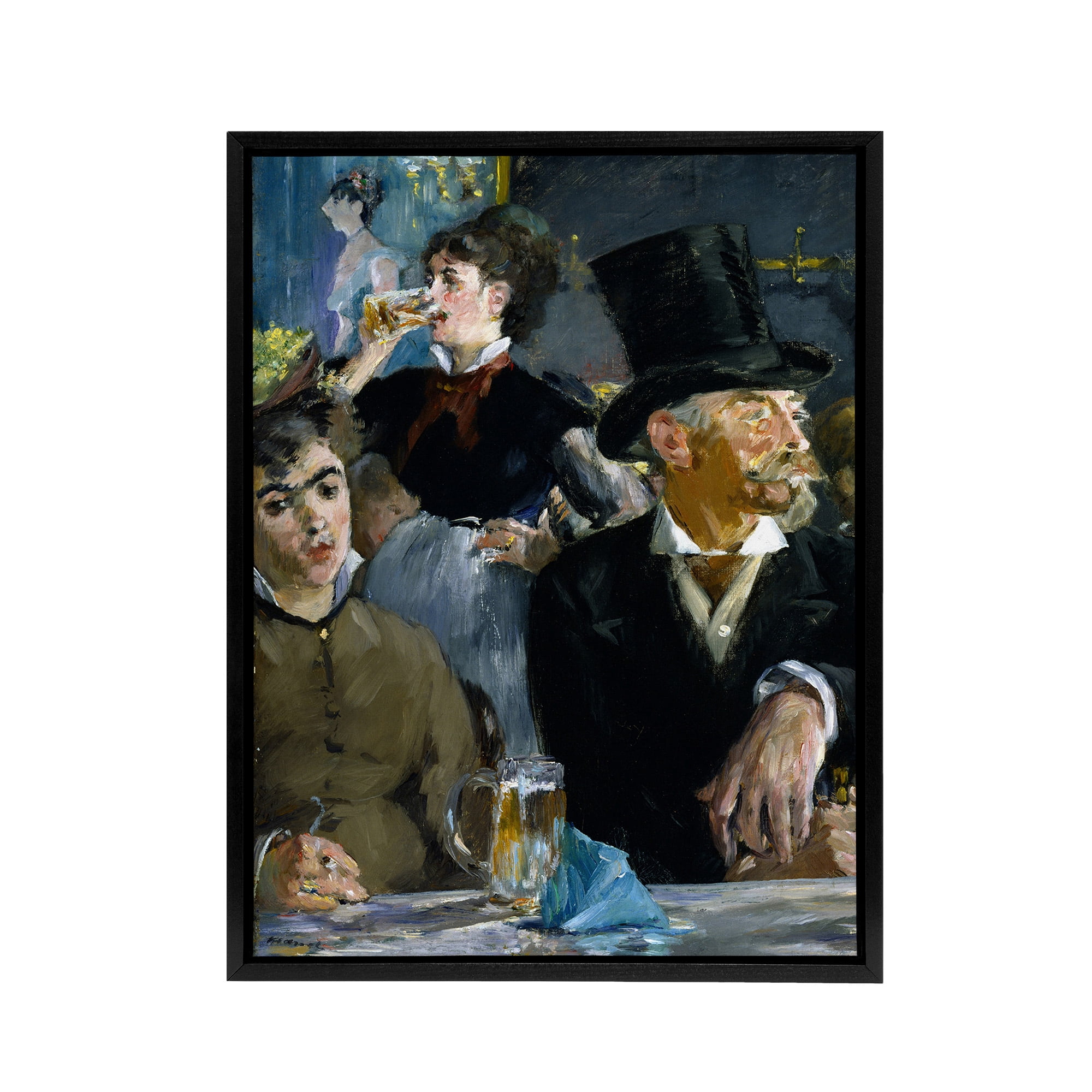 At the Cafe Paris Nightlife Scene Manet Vintage Framed Canvas Wall Art ...
