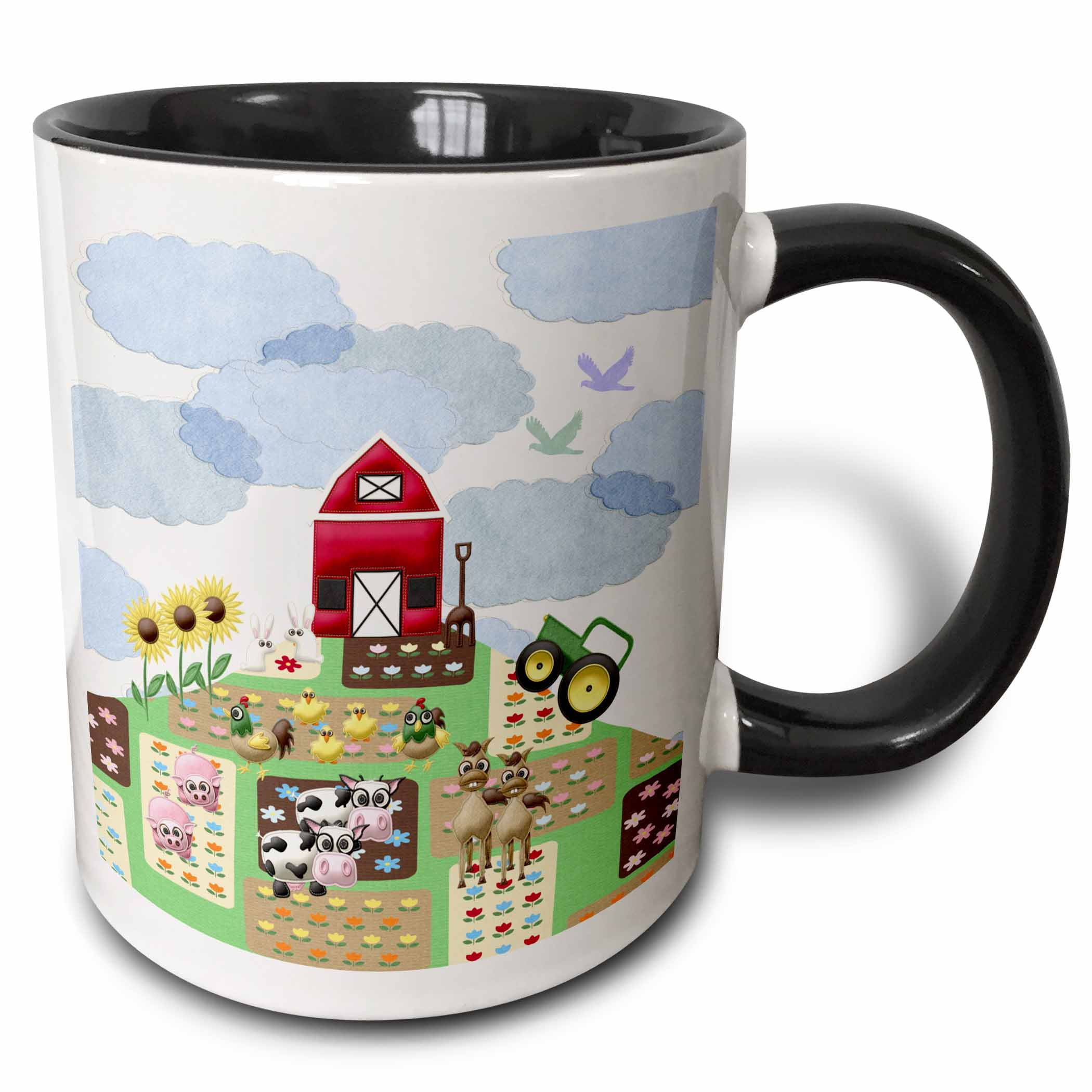 At the Farm with Barn, Tracker, Flowers, and Animals 11oz Two-Tone ...