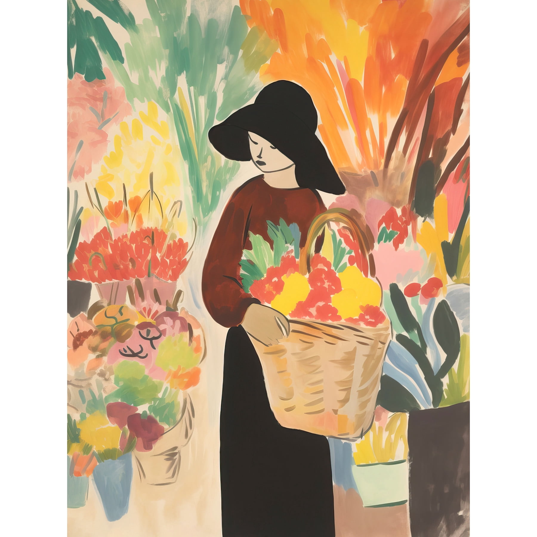 At the Flower Market Danish Pastel Aesthetic Watercolour Painting ...