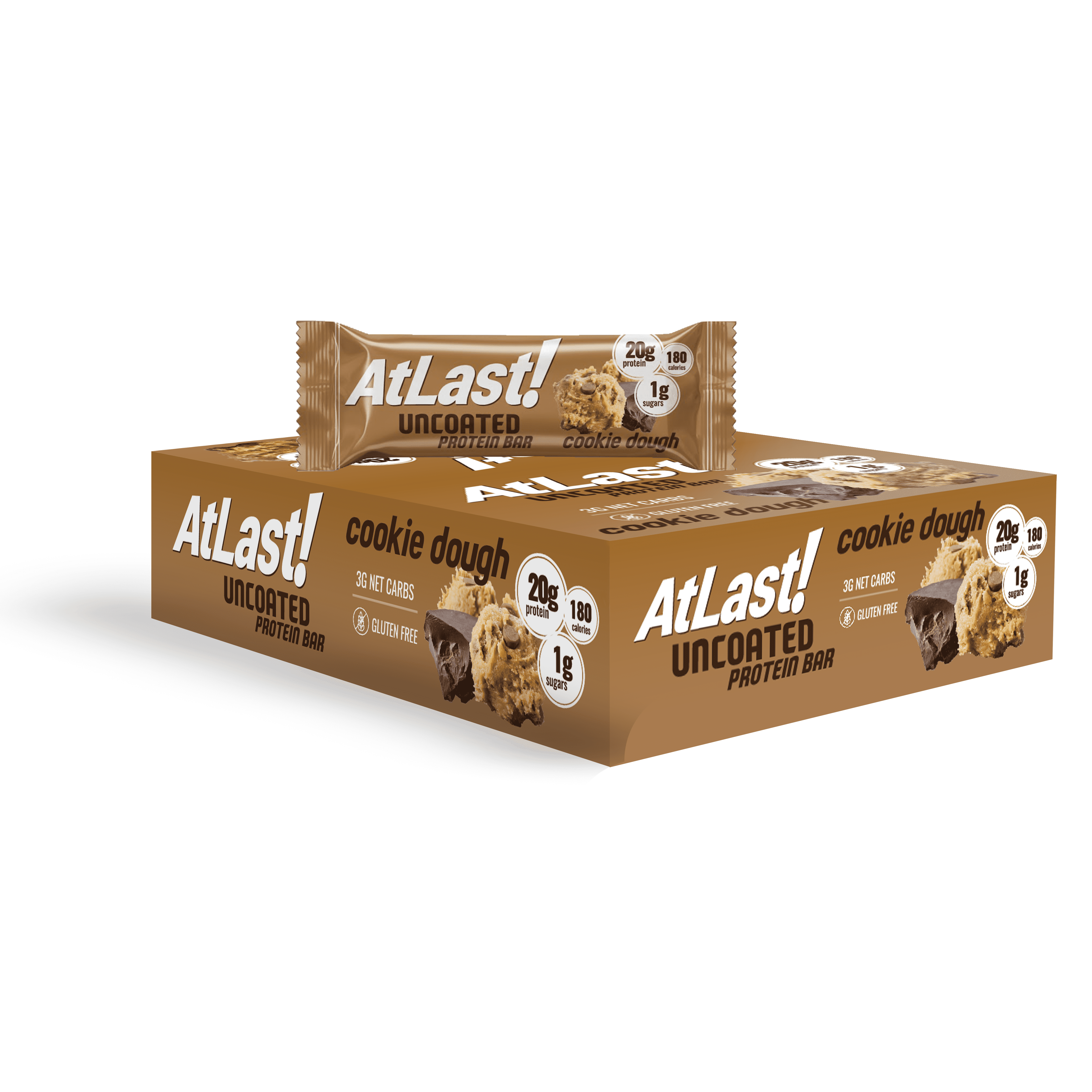 AtLast! Nutrition Cookie Dough Protein Bars, 20g Protein, 1g Sugar, 3g ...