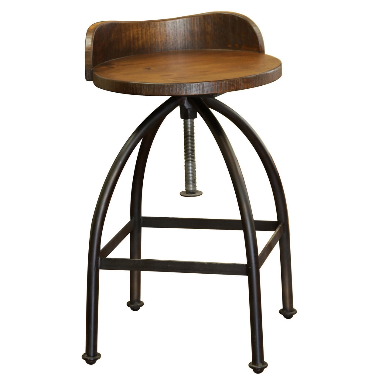 Ata 24-30 Inch Adjustable Height Swivel Barstool Metal Set of 2 Brown ...