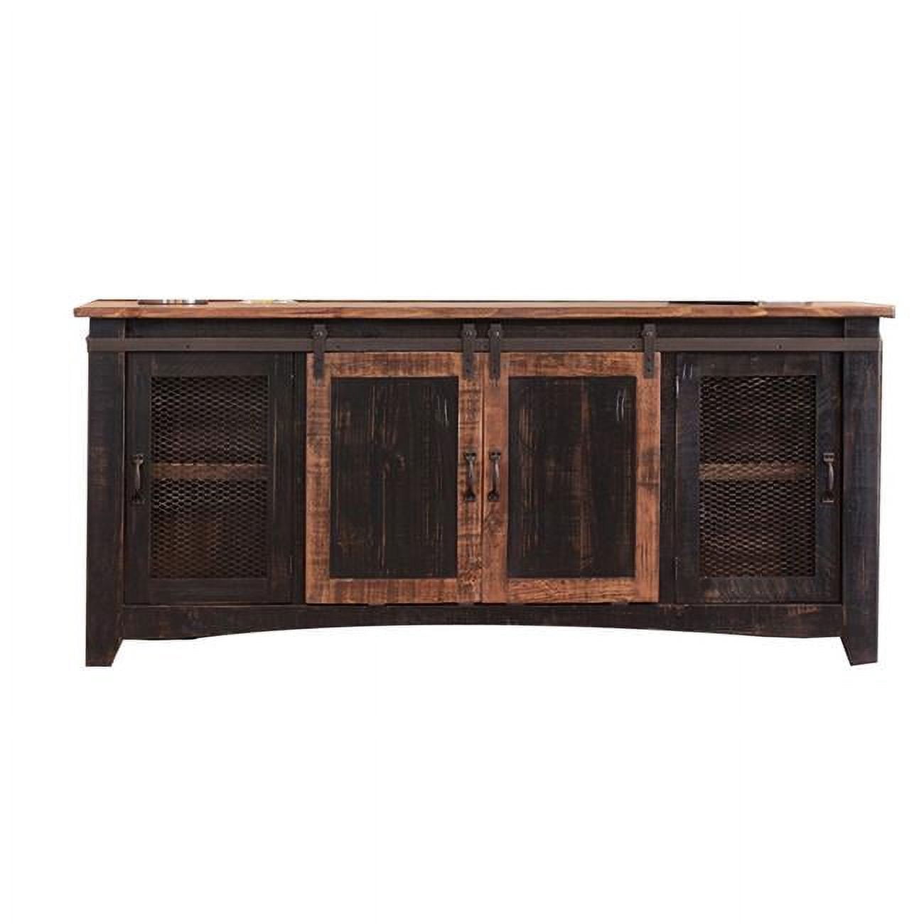 Ata 80 Inch TV Media Entertainment Console - 2 Mesh Doors - Pine Wood ...