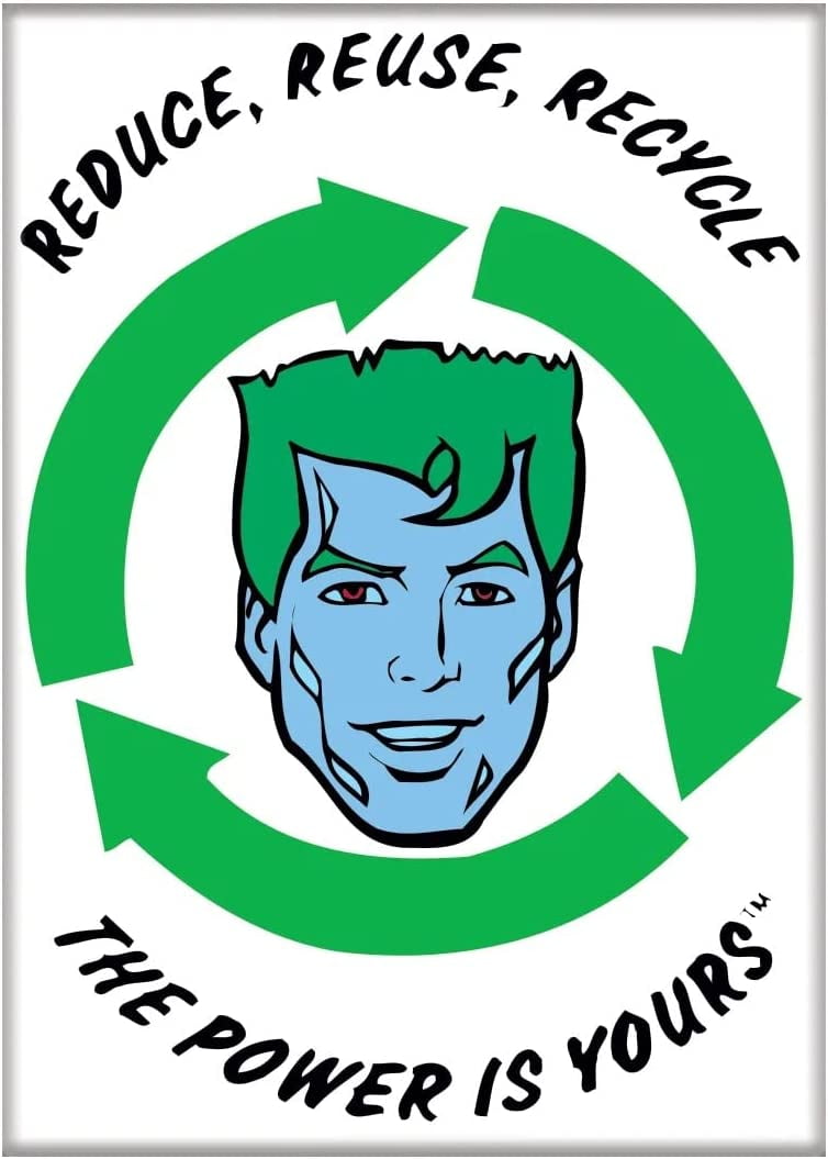 Ata-Boy Captain Planet Magnet Reduce Reuse Recycle 2.5" x 3.5" Magnet for Refrigerators ...