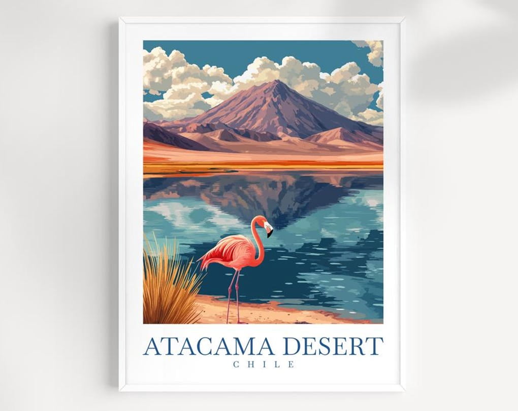 Atacama Desert Chile Travel Print Wall Art – Illustrated Landscape ...