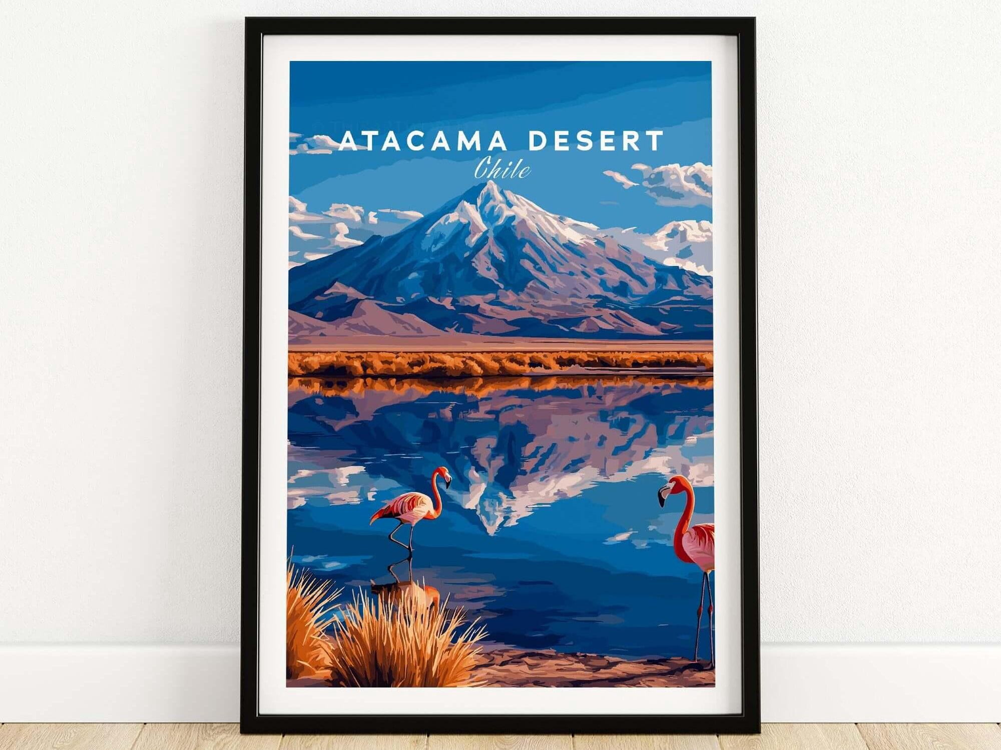 Atacama Desert Print Chile Poster South America Wall Art Flamingos ...