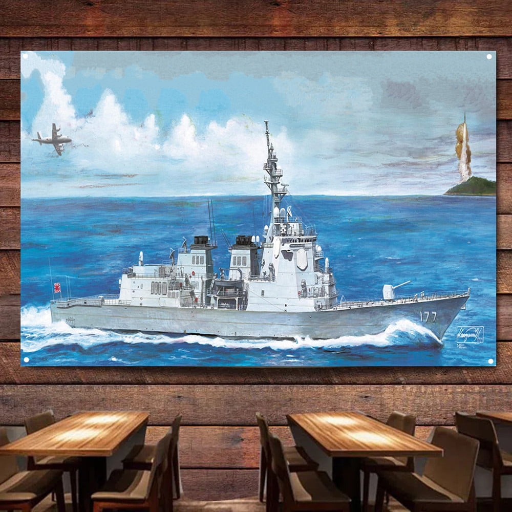 Atago JMSDF Defense Ship Battleship Wall Art Banners Hanging Flags Wall ...