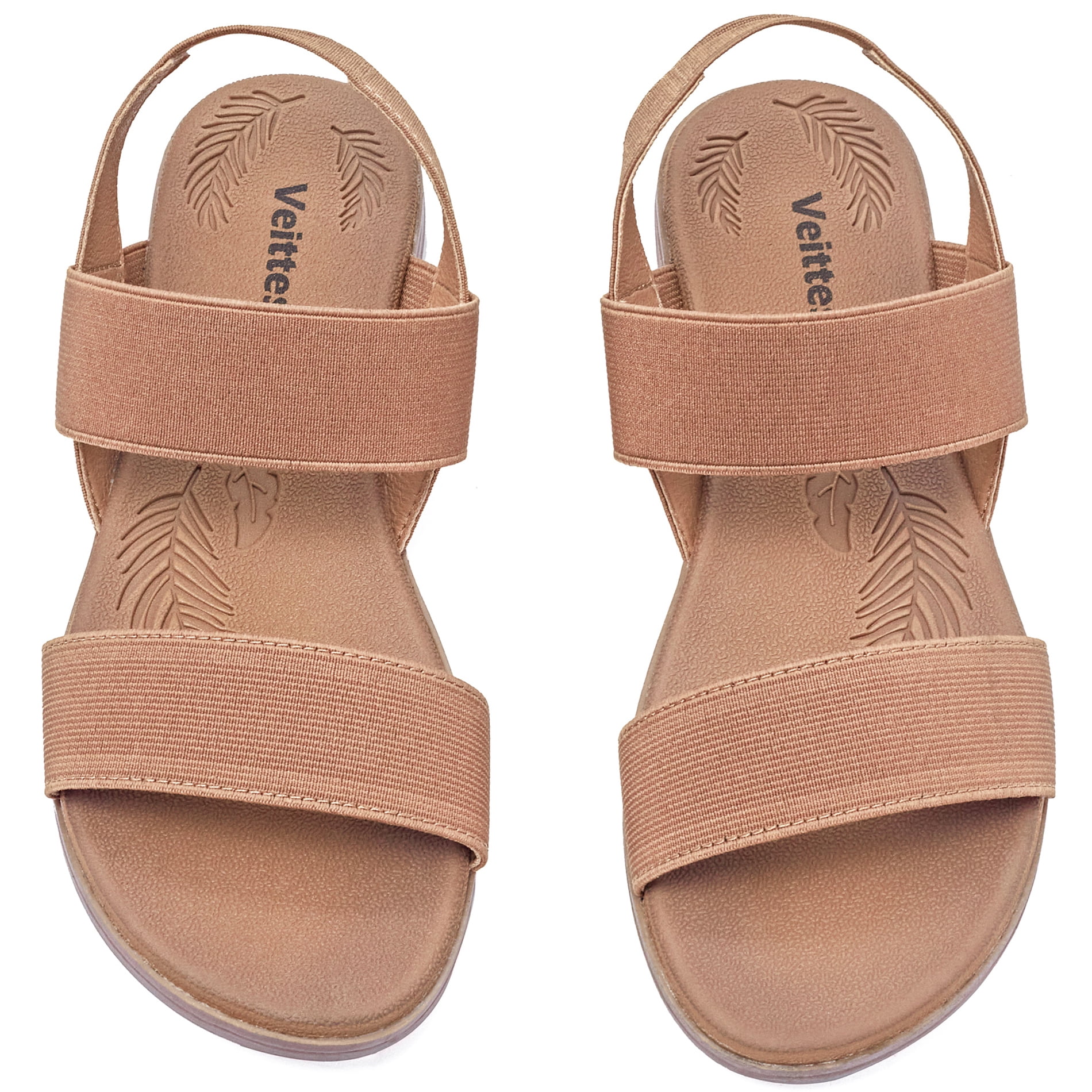 Ataiwee Women's Flat Slide Sandals - Casual Adjustable Elastic Strappy ...