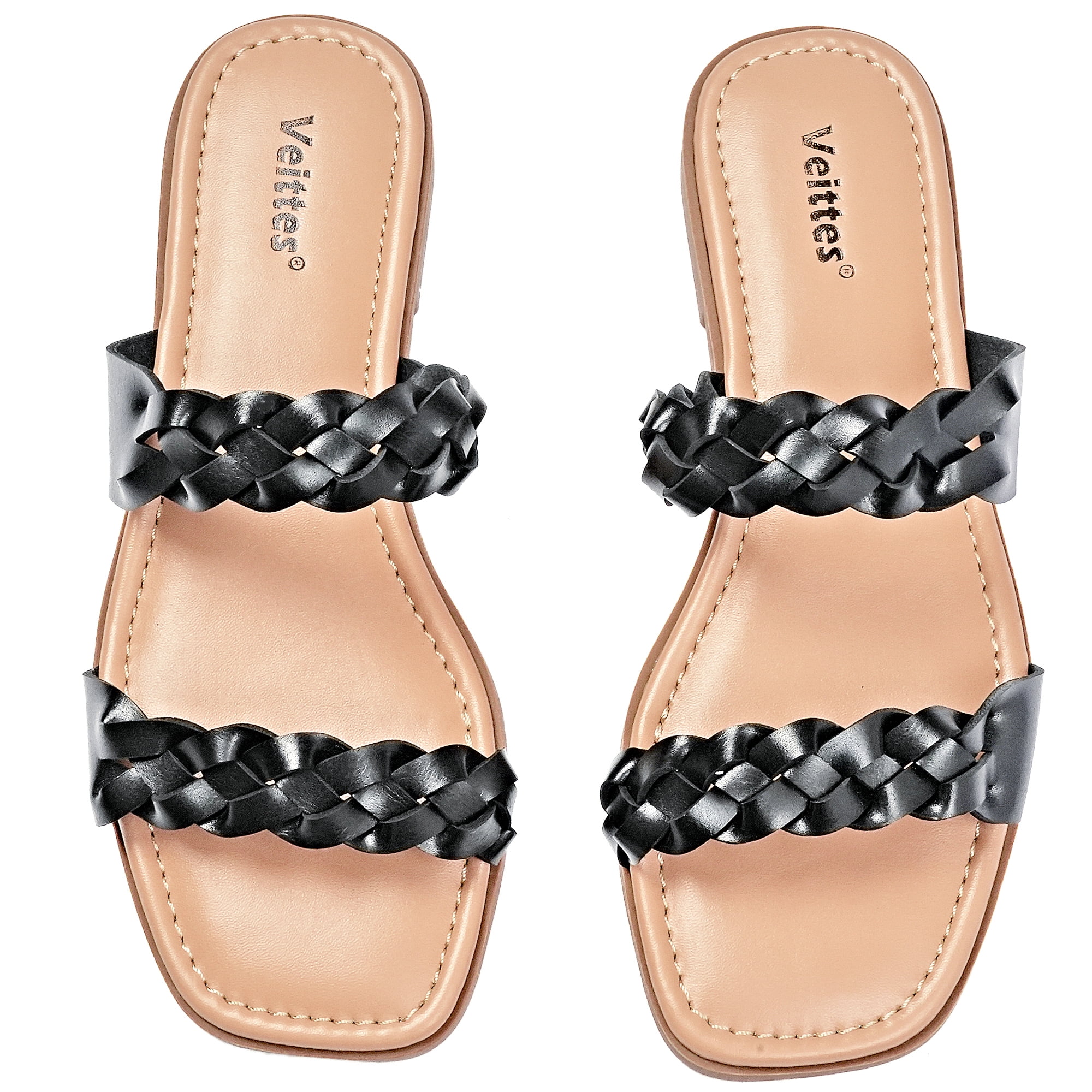 Ataiwee Women's Flat Slide Sandals - Casual Classic Braided Strappy ...