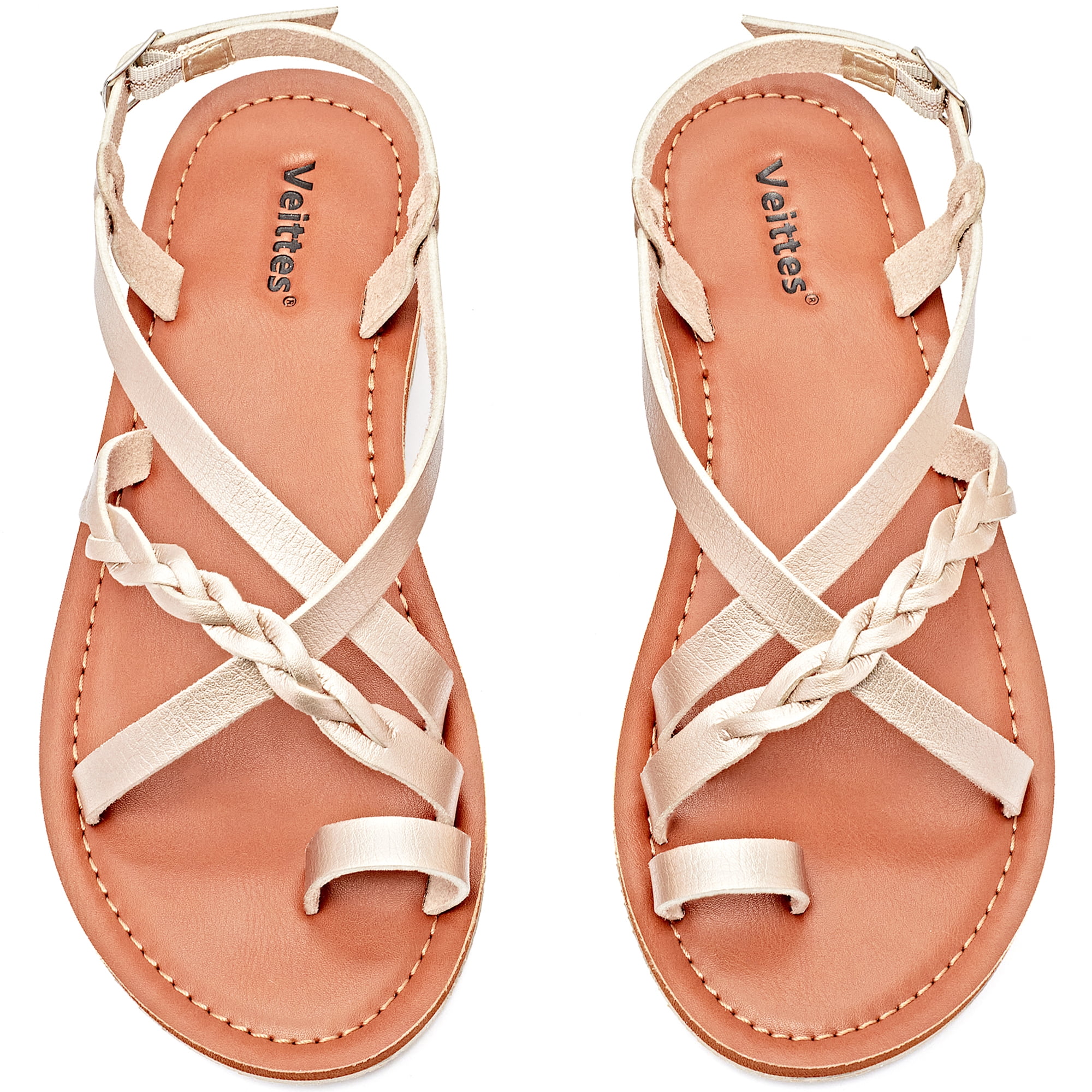 Ataiwee Women's Flat Slide Sandals - Fashion Casual Braided Toe Ring ...