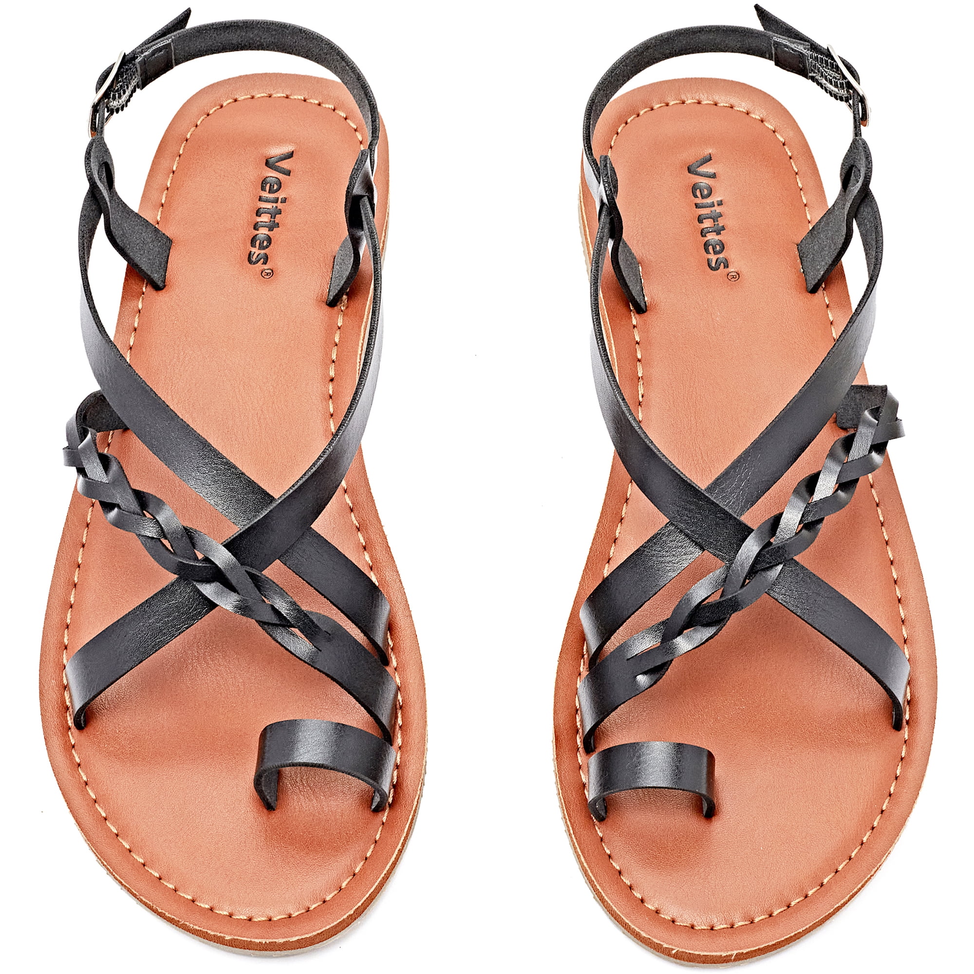 Ataiwee Women's Flat Slide Sandals - Fashion Casual Braided Toe Ring ...