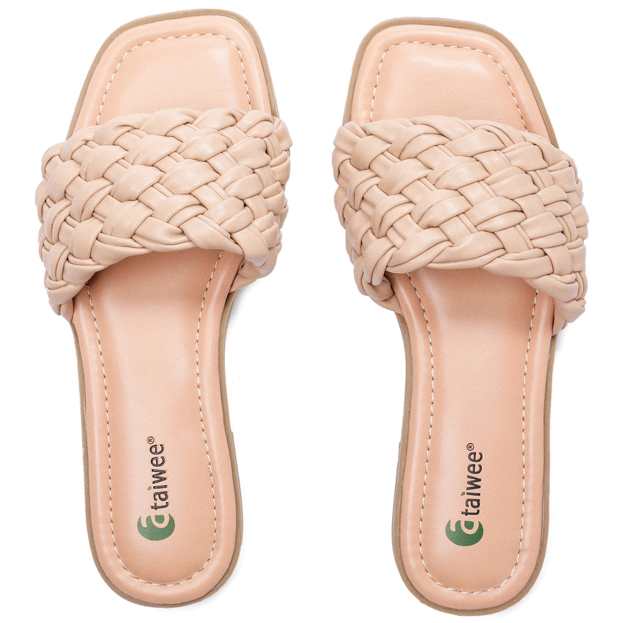 Ataiwee Women's Flat Slide Sandals - Fashionable Braided Elegant Cross ...