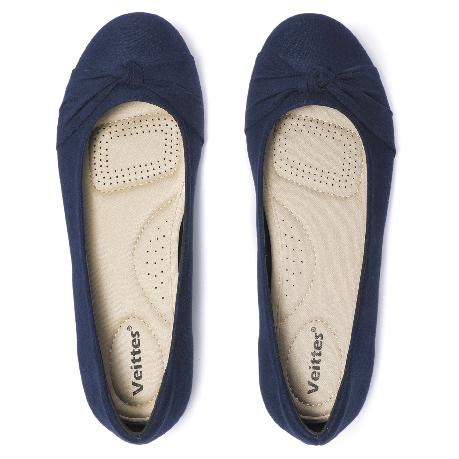 Ataiwee Women's Wide Width Flat Shoes, Classic Soft Round Toe Cute Bow ...