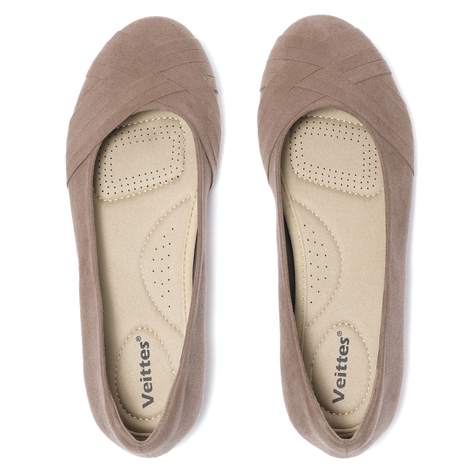 Ataiwee Women's Wide Width Flat Shoes, Classy Soft Round Toe Cross Line ...