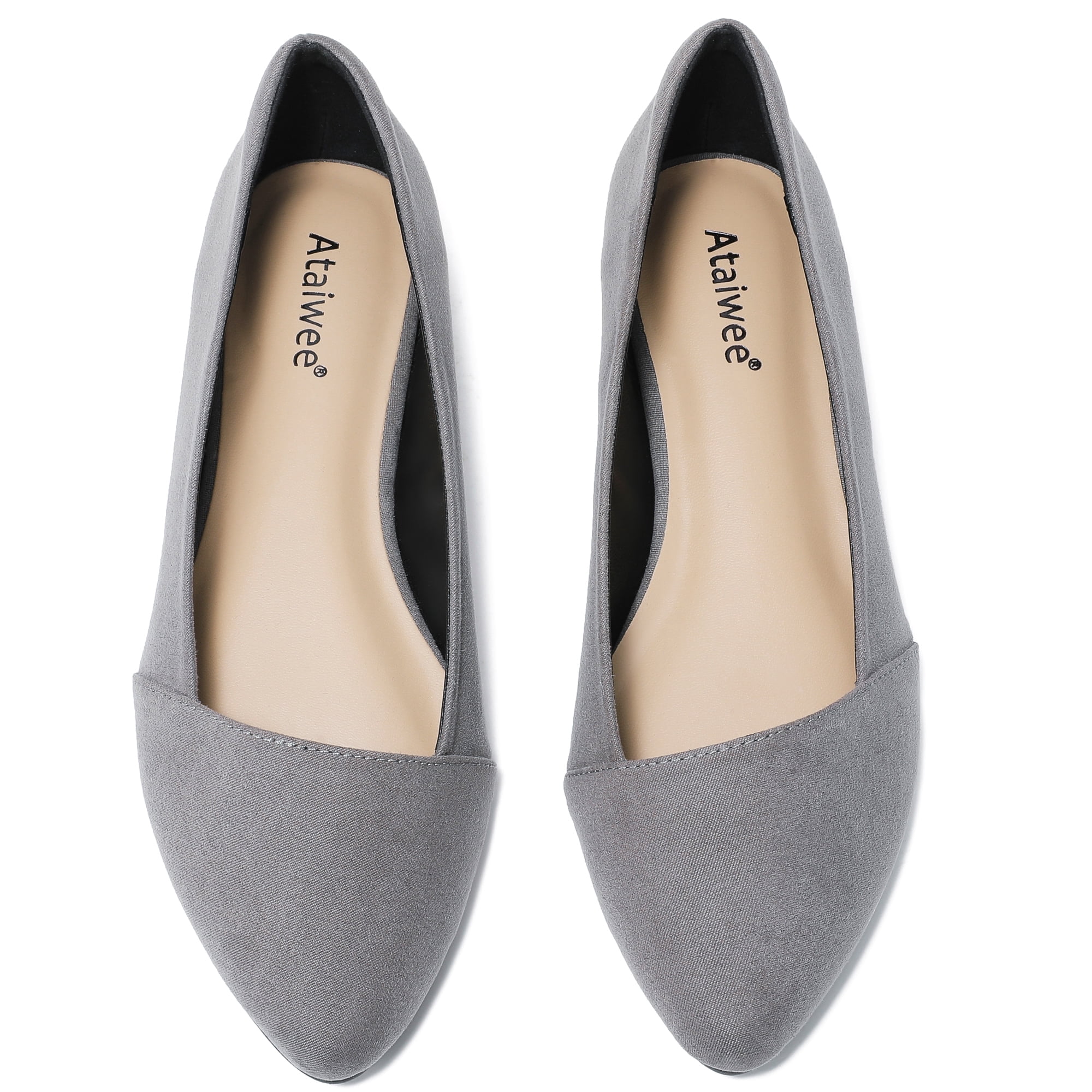 Women's Wide Width Flat Shoes - Comfortable Ladies Pointed Suede ...