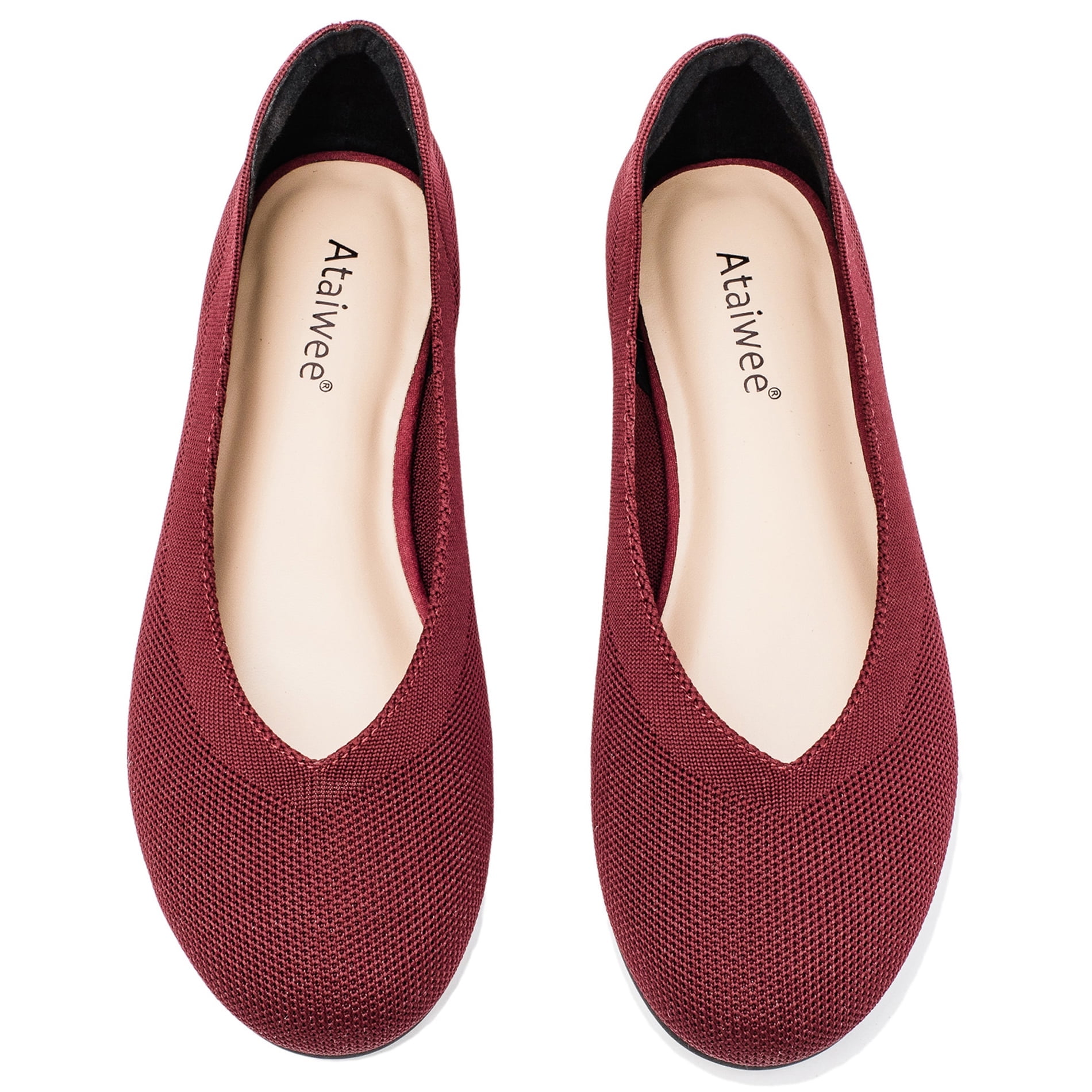 Women's Wide Width Flat Shoes，Plus Size Round Toe Slip on Wide Ballet ...