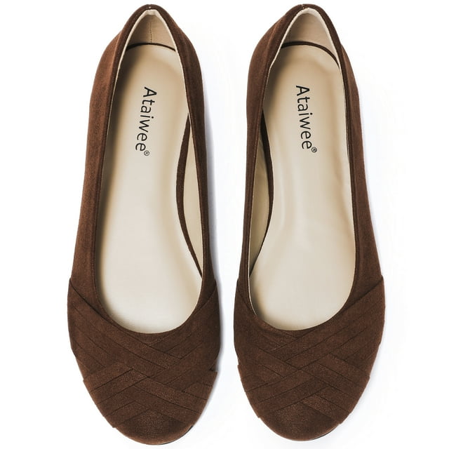 Ataiwee Women's Wide Width Flats Shoes - Casual Comfortable Round Plus ...