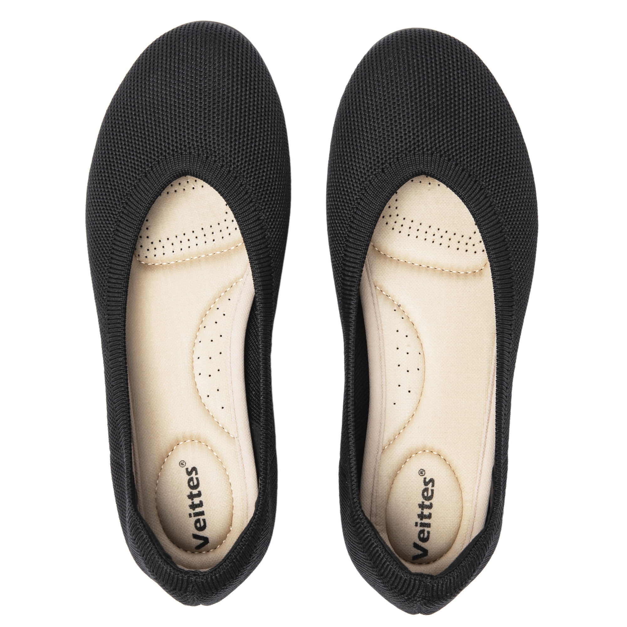 Ataiwee Women's Wide Width Flats Shoes - Classic Knitted Breathable Ladies Slip on Dress Ballet ...