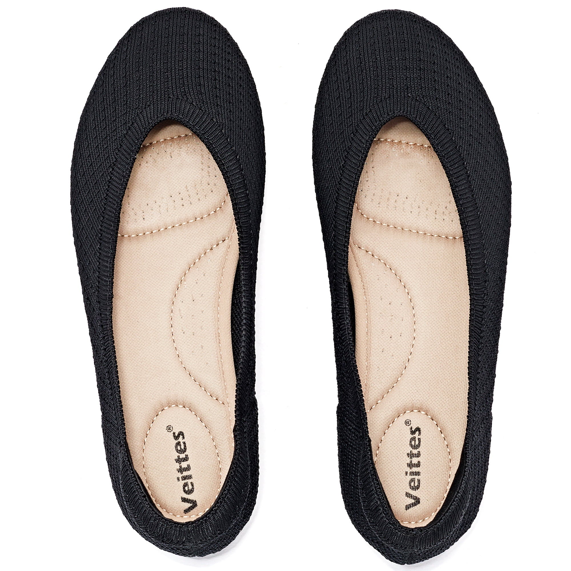 Ataiwee Women's Wide Width Flats Shoes - Classic Knitted Breathable ...