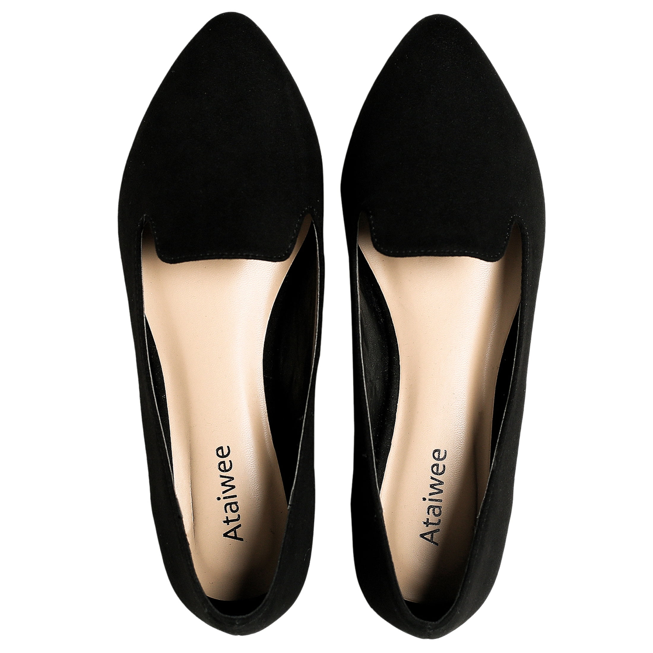 Ataiwee Women's Wide Width Flats Shoes - Pointed Suede Ladies Comfy ...