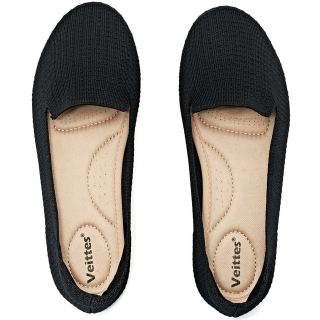 Ataiwee Women's Wide Width Flats Shoes, Soft Knitted Breathable Plus ...