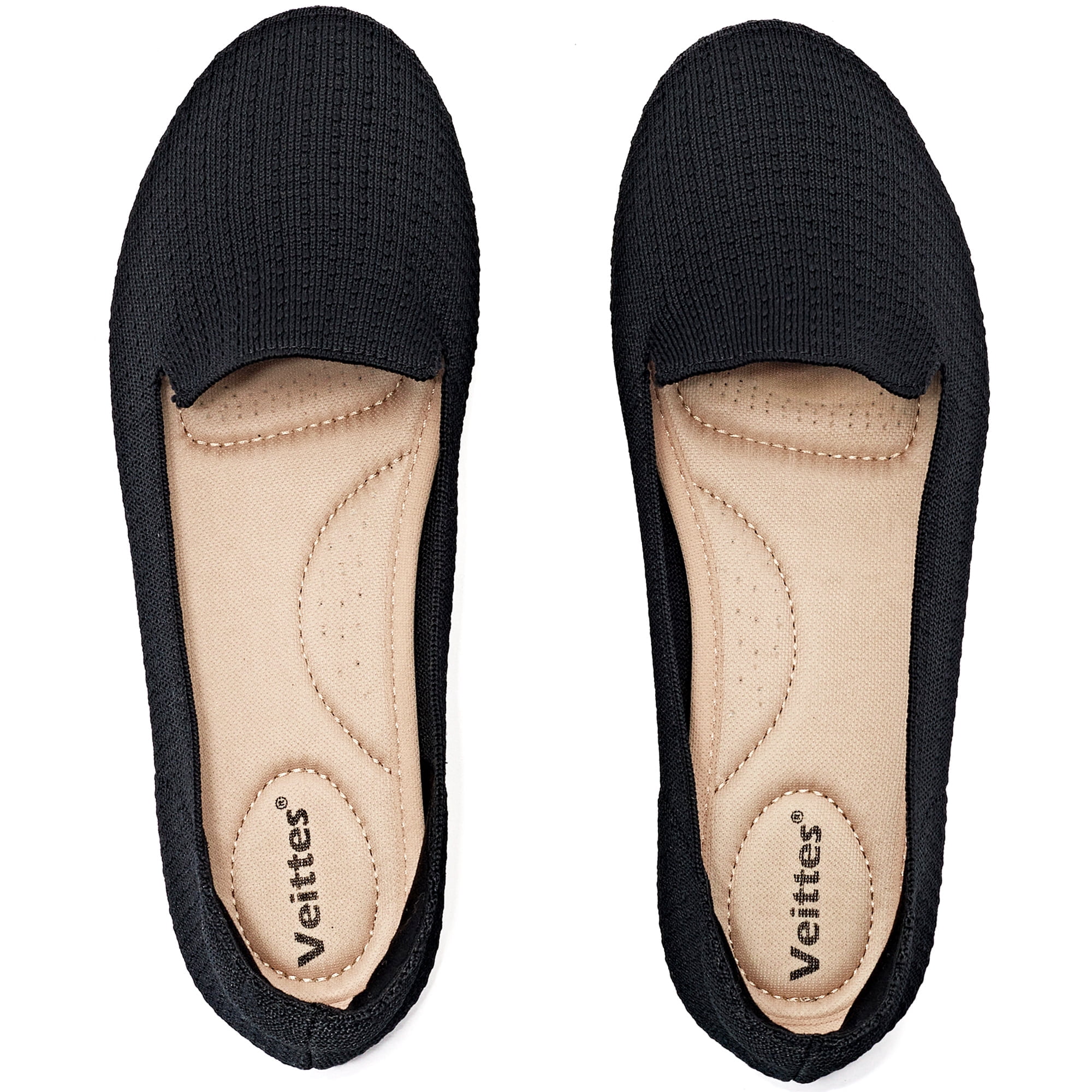 Women's Wide Width Flats Shoes, Soft Knitted Breathable Plus Size ...