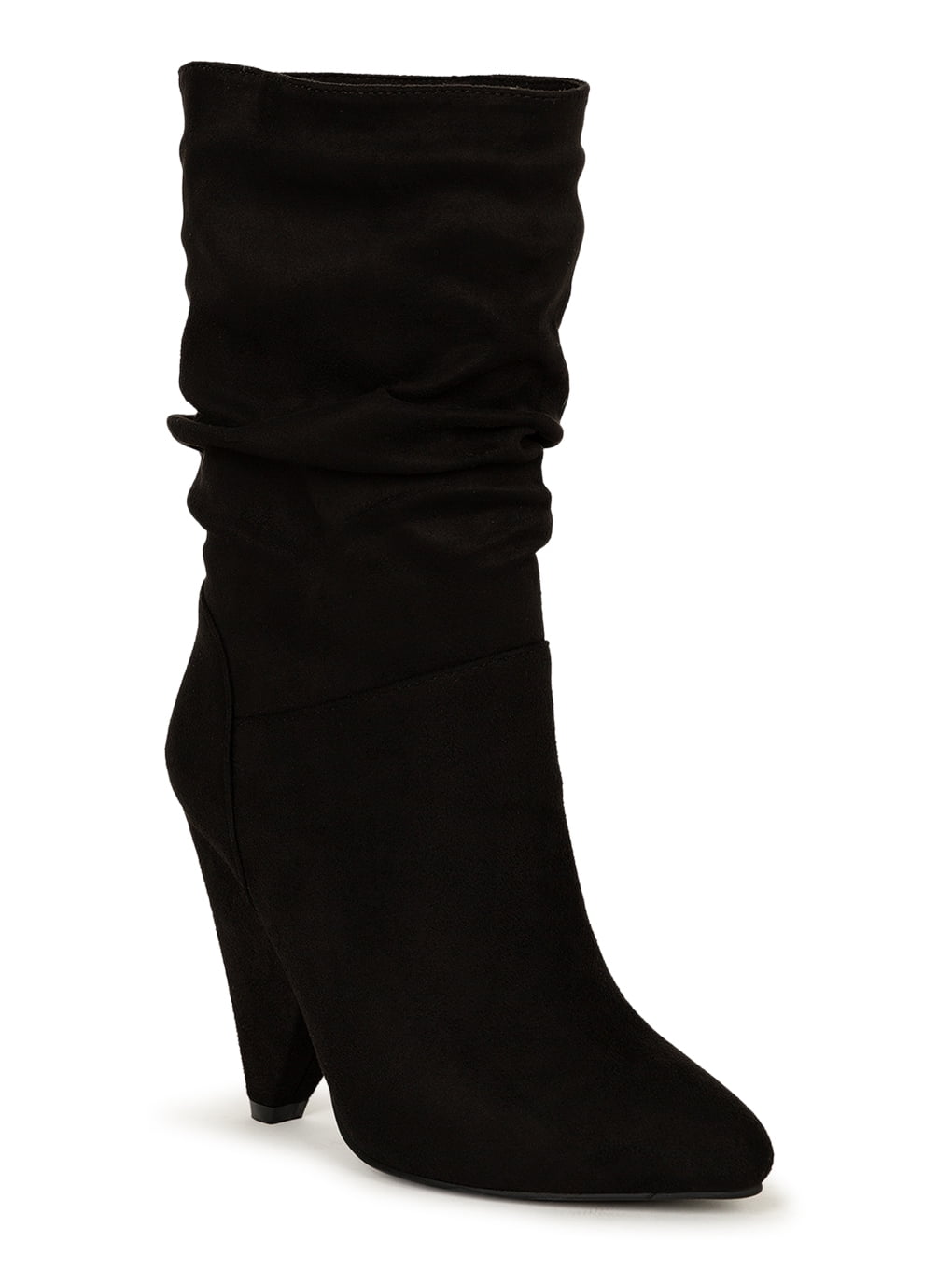 Atalina Pointy Toe Ruched Mid Calf Cone Heel Boot 20347 - Walmart.com