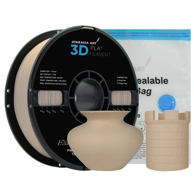 Ataraxia Art White Wood PLA Filament 1.75mm,1kg/2.2lb Winded Wood ...