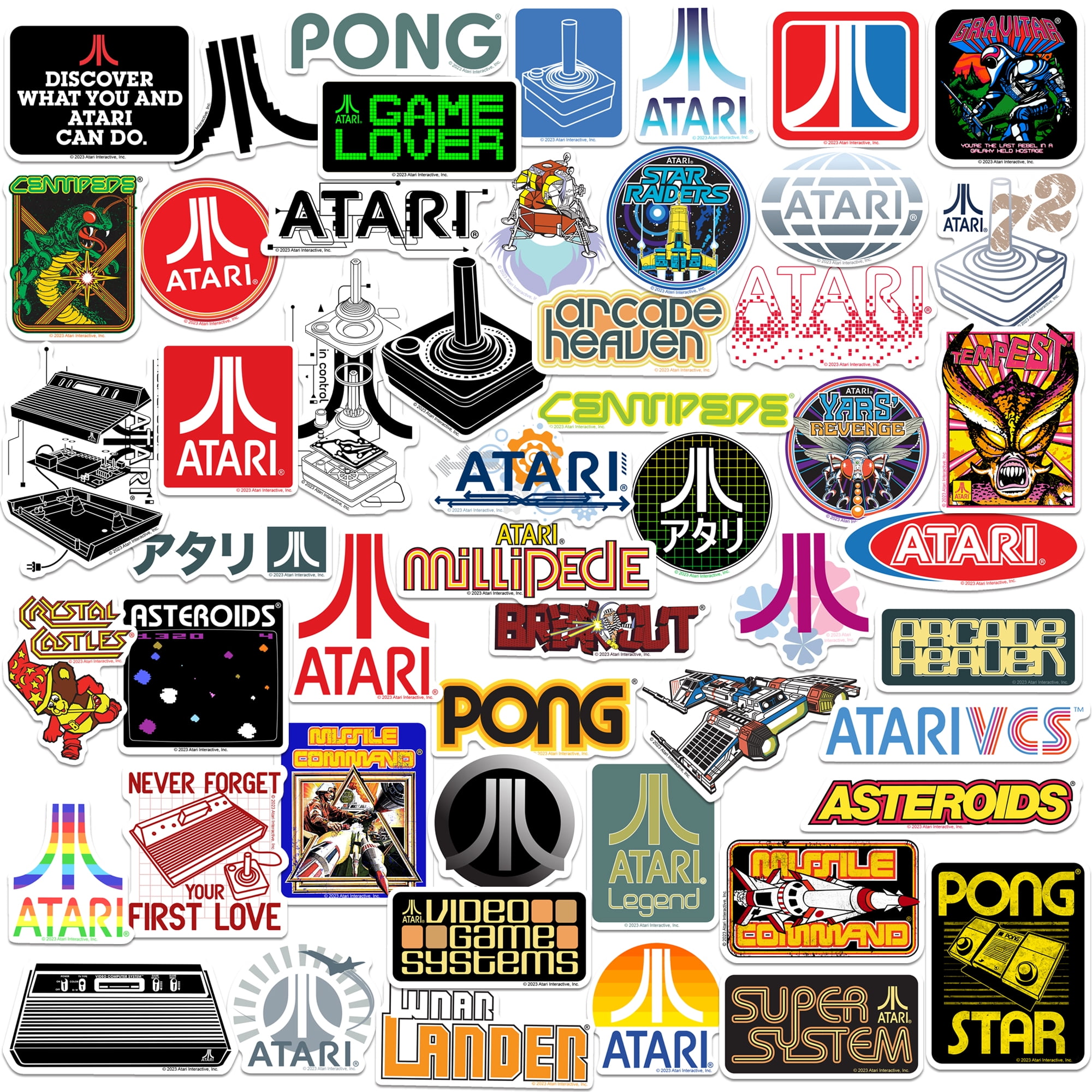Atari Games 50ct Vinyl Large Deluxe Stickers Variety Pack - Laptop ...