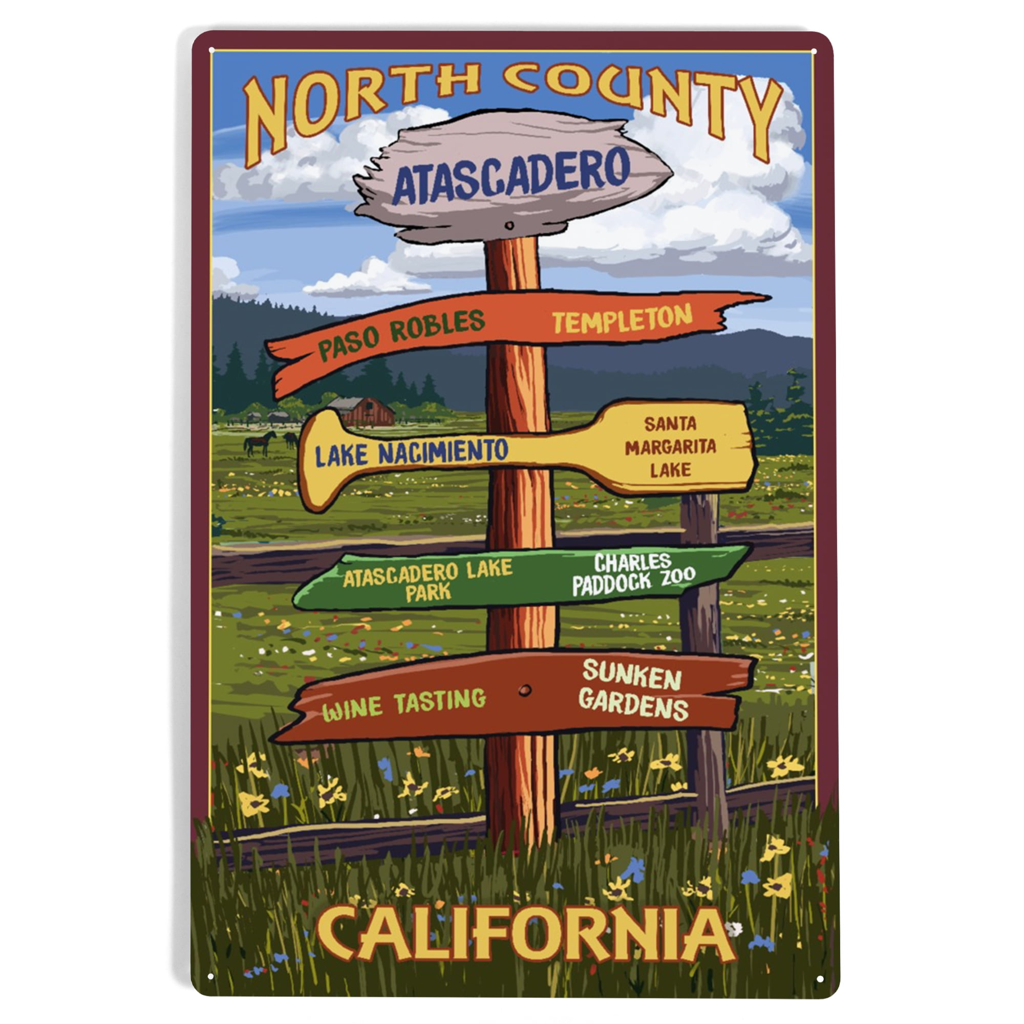 Atascadero, California, Destination Signpost (12x18 Aluminum Art ...
