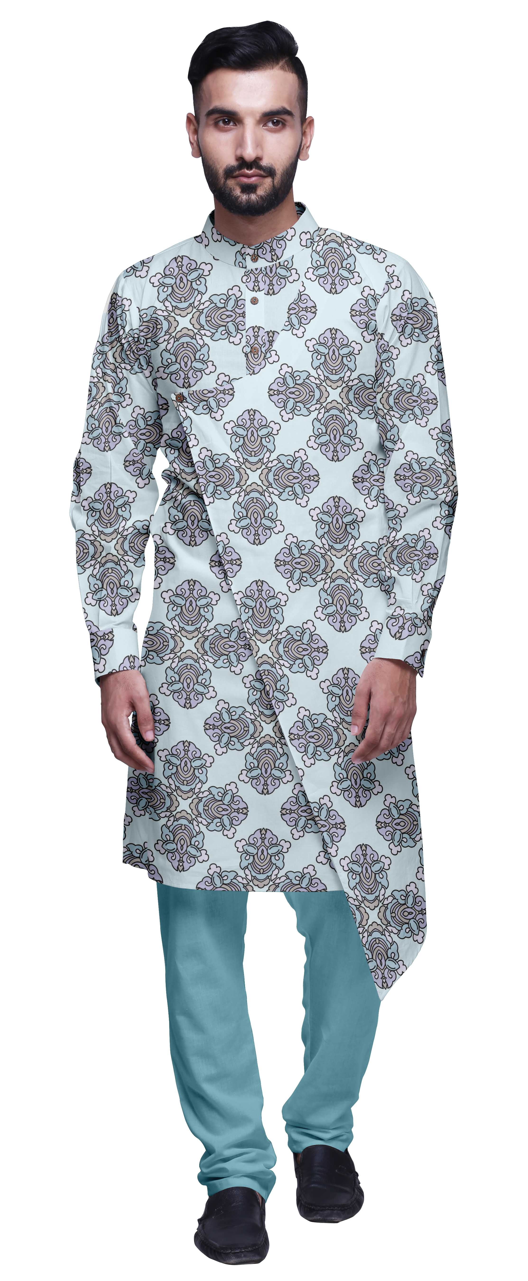 Atasi Designer Kurta Pajama For Men Printed Angrakha Kurta Set Summer ...