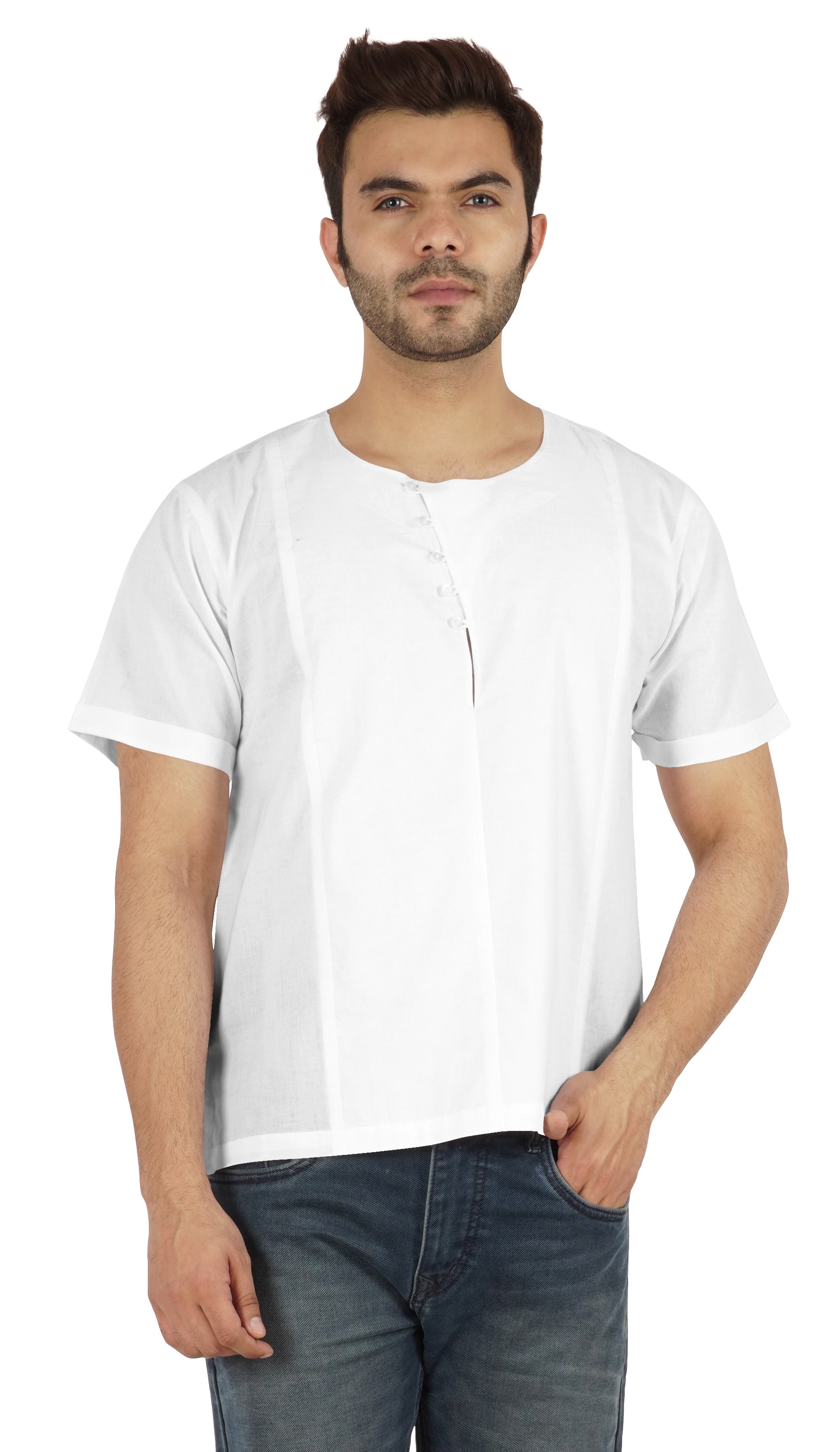 Atasi Indian Designer Short Mens Kurta For Jean Solid Casual Shirt ...