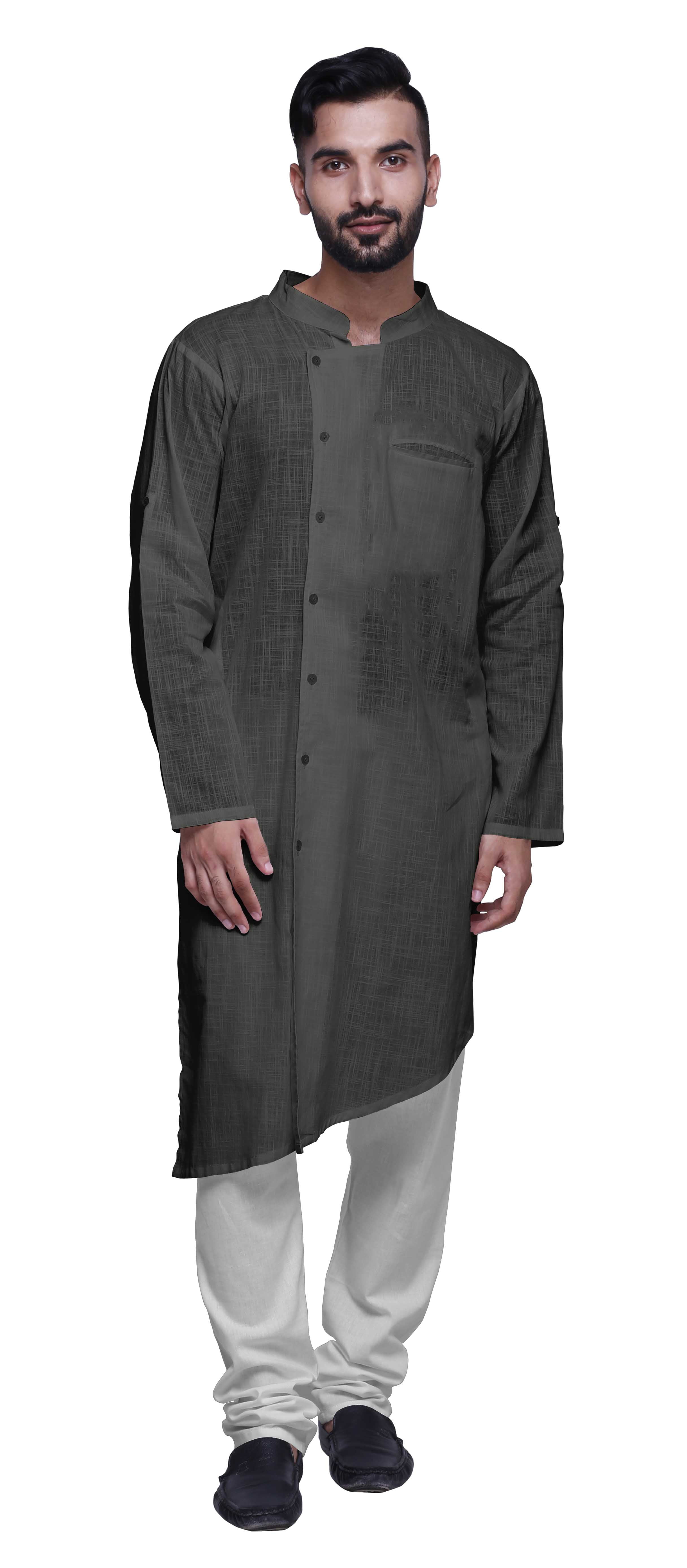 Atasi Solid Kurta Pajama For Men Asymmetric Style Casual Summer ...
