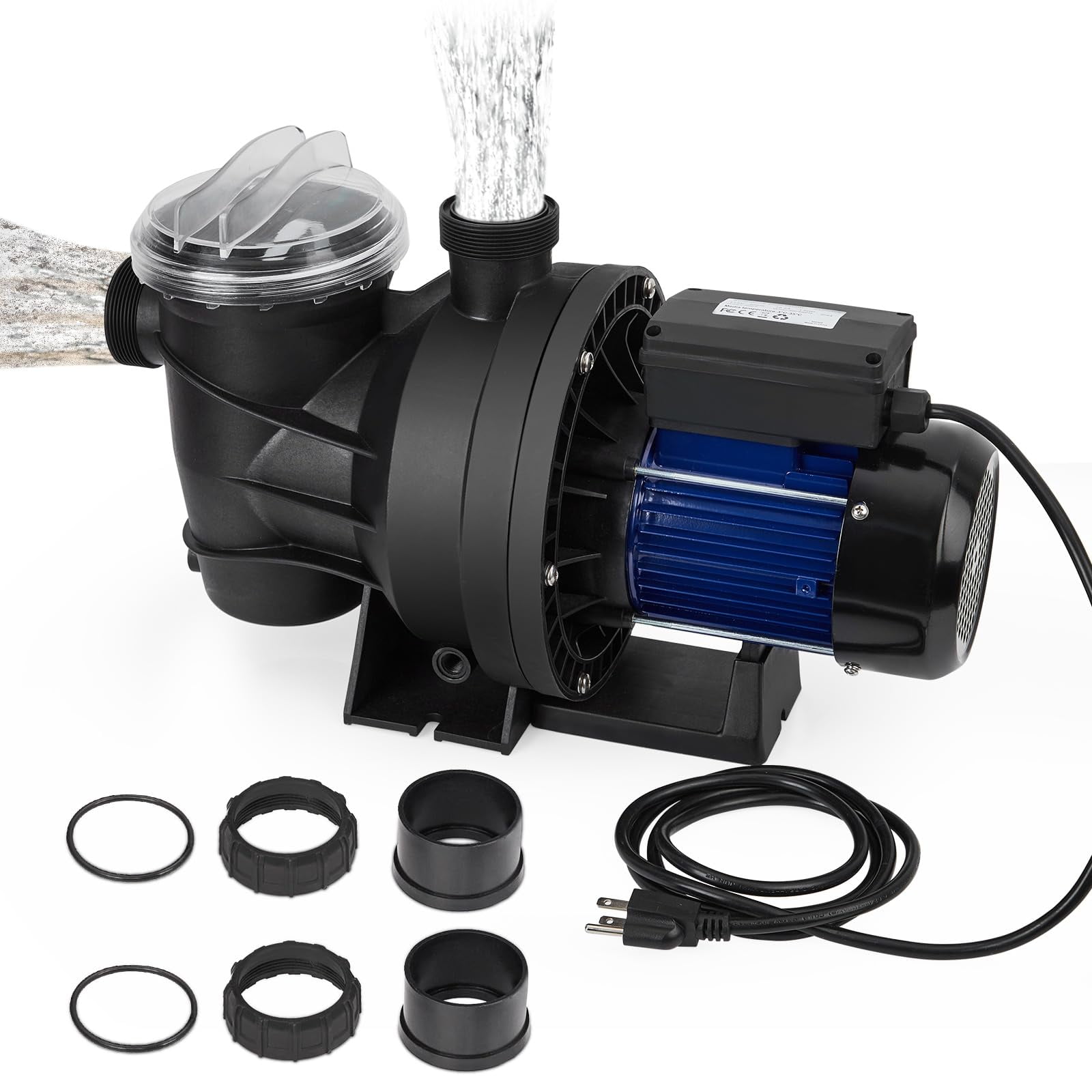 Ataucjin 1.6HP In/Above Ground Single Speed Pool Pump, 1200W/115V ...