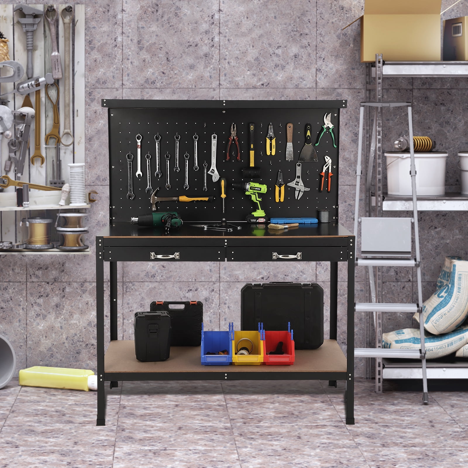 Ataucjin 1 Metal + Wood 61 Inch Heavy Duty Workbench, With M6 Hexagonal ...