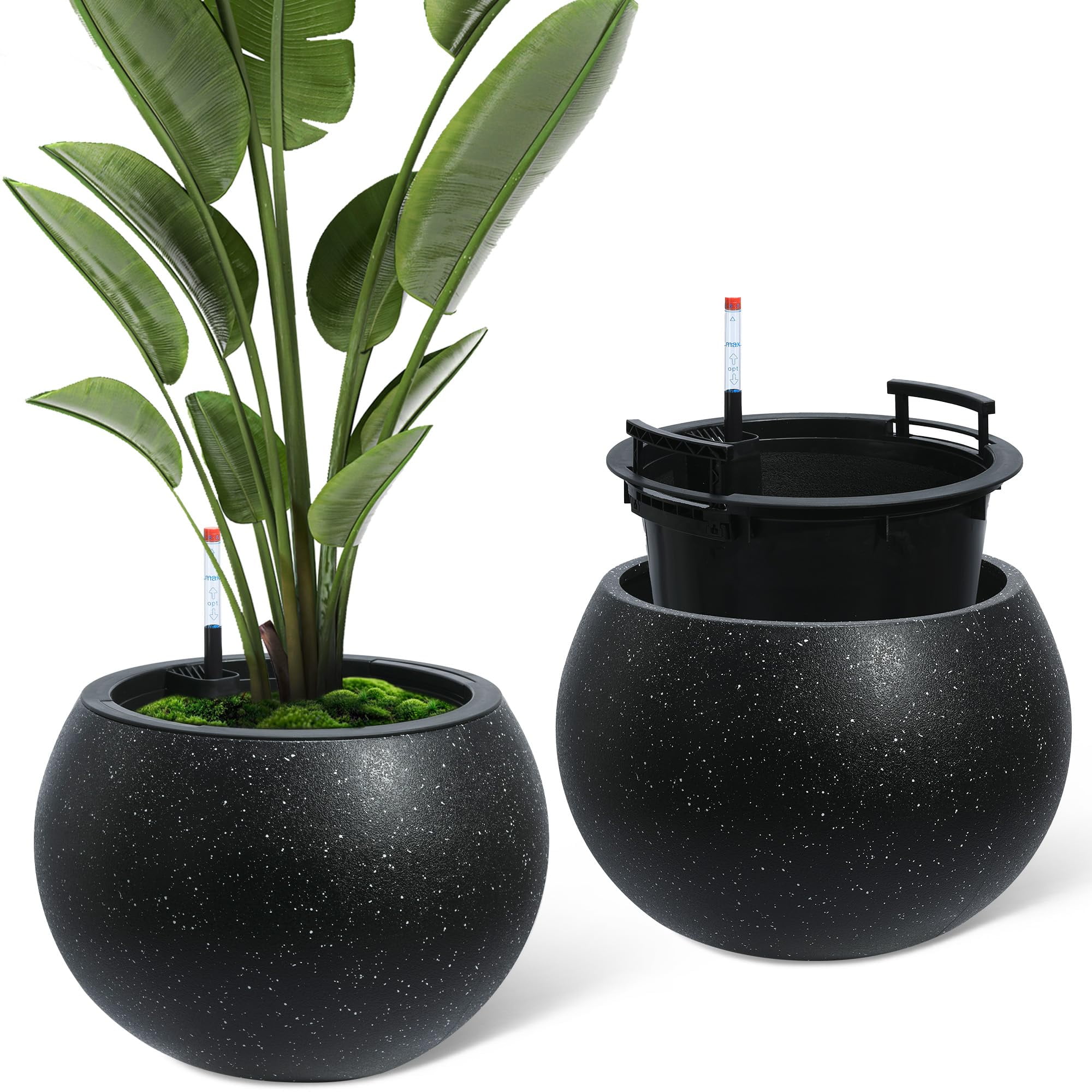 Ataucjin 10.2 H x 13.5 " Dia (10" Pot Opening) Round Self Watering Pots ...