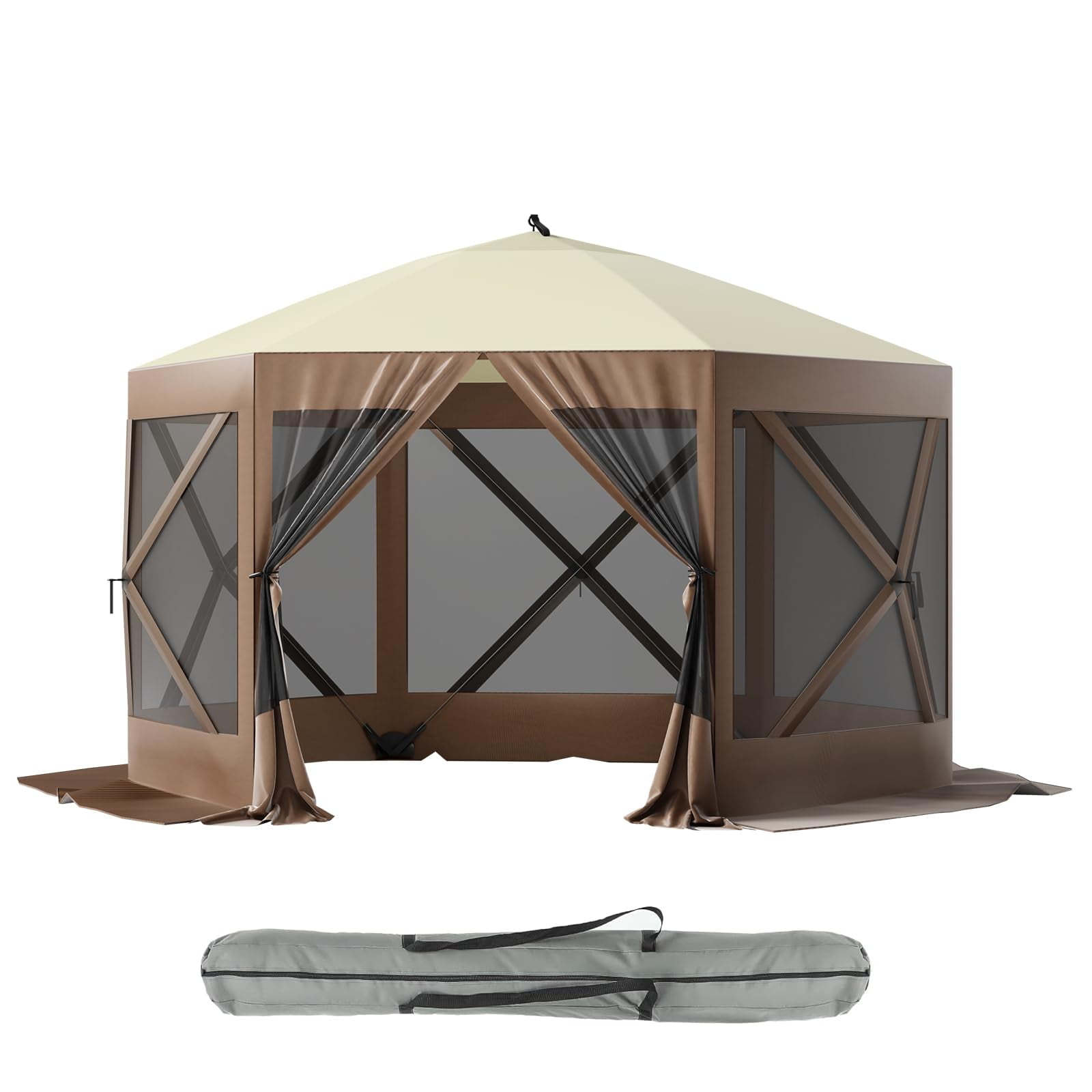 Ataucjin 10X10Ft Pop Up Gazebo Screen Tent With Sidewalls 6-Sided ...