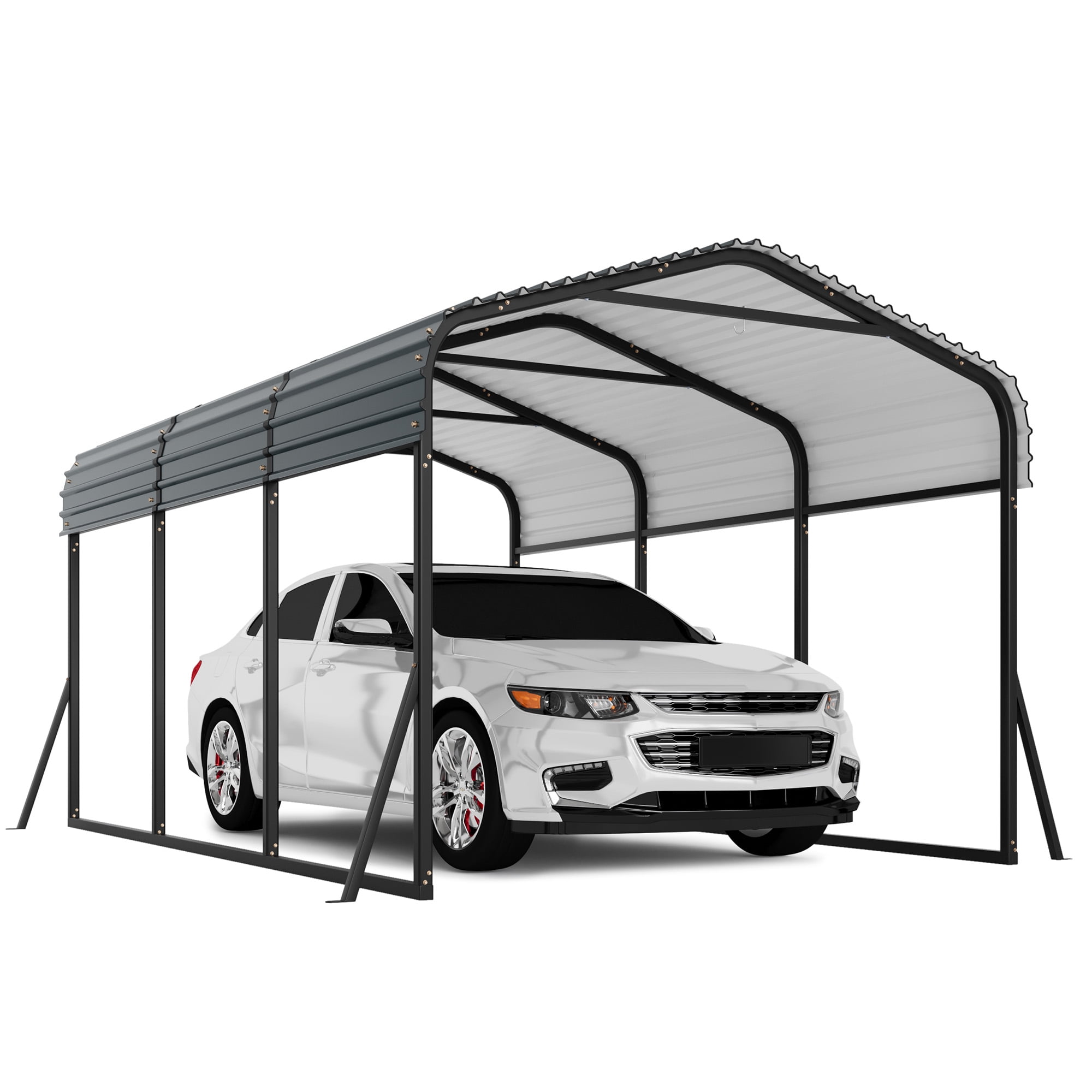 Ataucjin 10X15 FT Heavy Duty Metal Carport with Galvanized Steel Roof ...