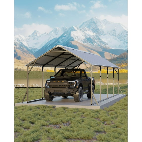 Ataucjin 11 ft x20 ft x9 ft Vertical Roof Metal Carport, Heavy Duty Car ...