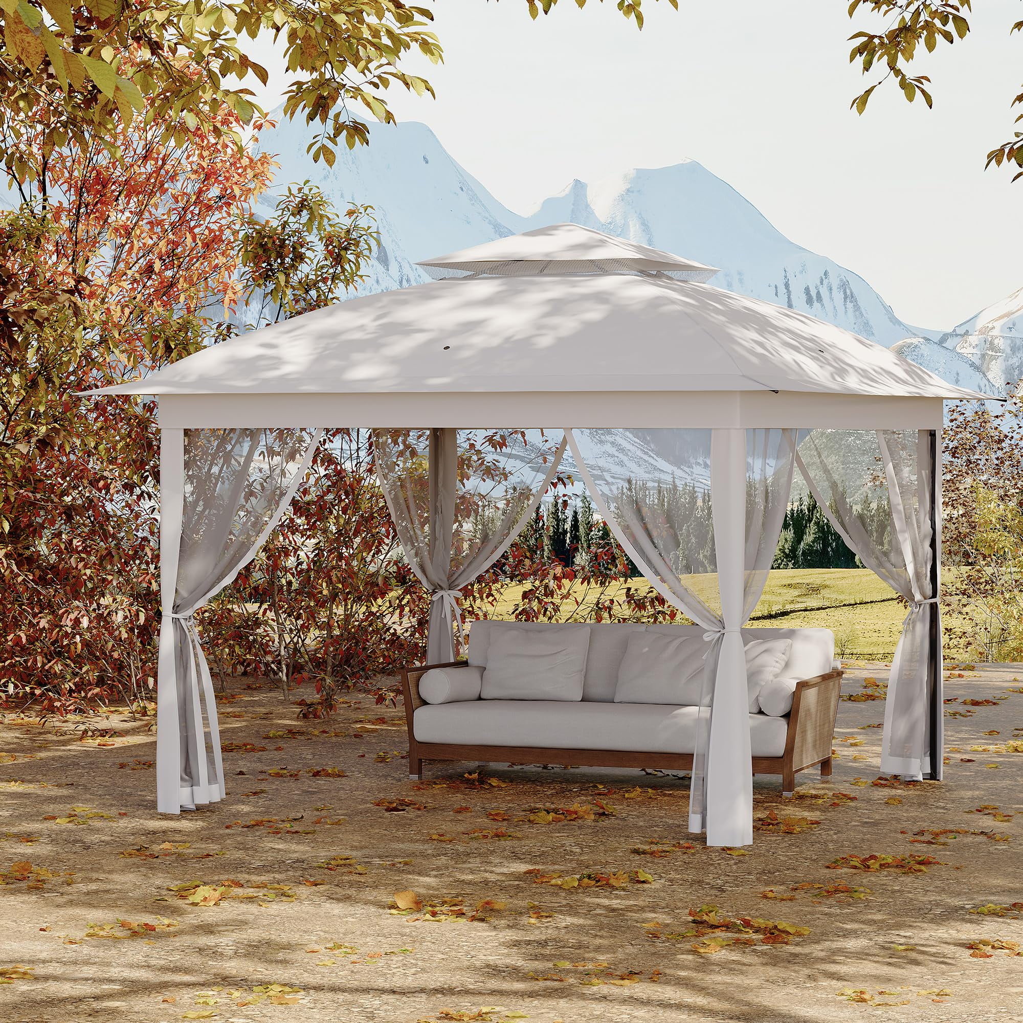Ataucjin 11x11Ft Pop Up Instant Gazebo Tent for Backyard, Gazebo With ...