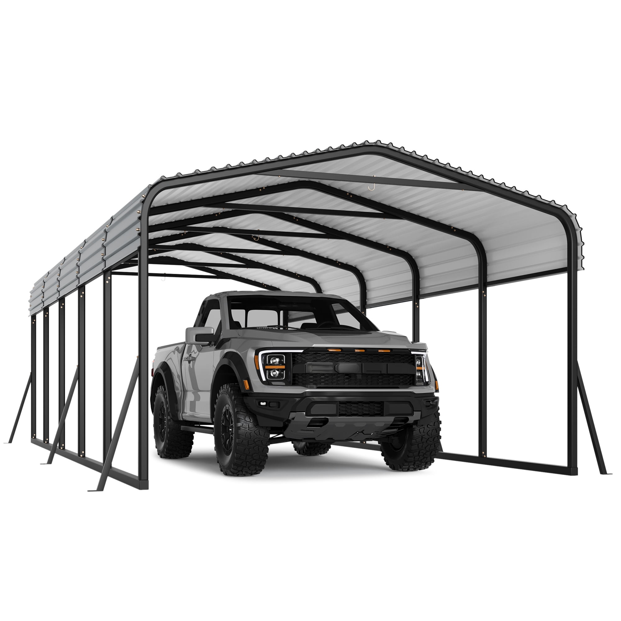 Ataucjin 12' x 24' Heavy Duty Metal Carport with Galvanized Steel Roof ...