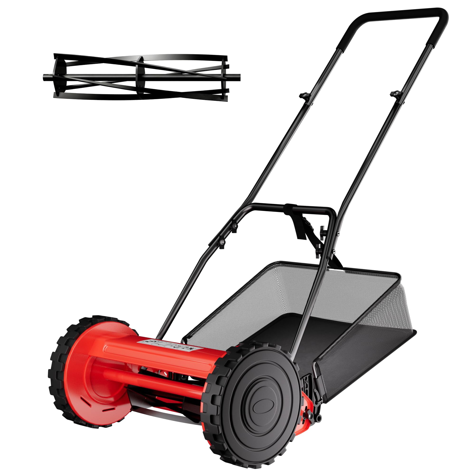 Ataucjin 14 Inch Push Reel Lawn Mower, 5-Blade Manual Push Mower with ...