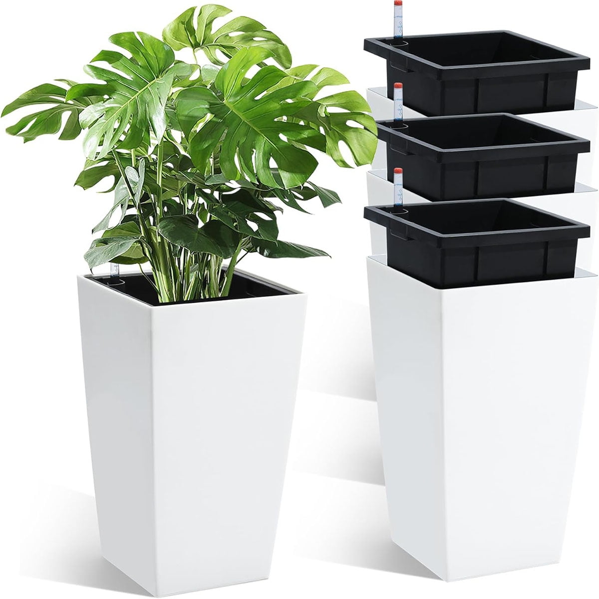 Ataucjin 16 inch Planters for Outdoor Plants with Drainage Holes＆Water ...