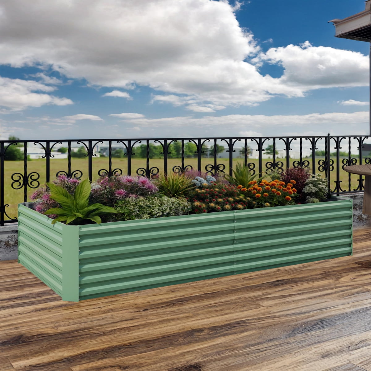 Ataucjin 1PCS Home Galvanized Raised Garden Bed Kit Large Metal Raised ...
